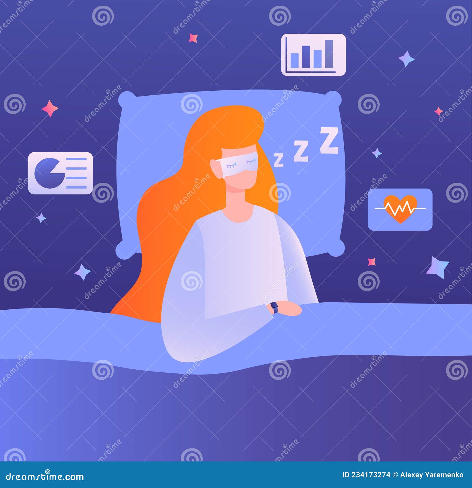 Concept of Sleeping Tracker Stock Vector - Illustration of comfort ...