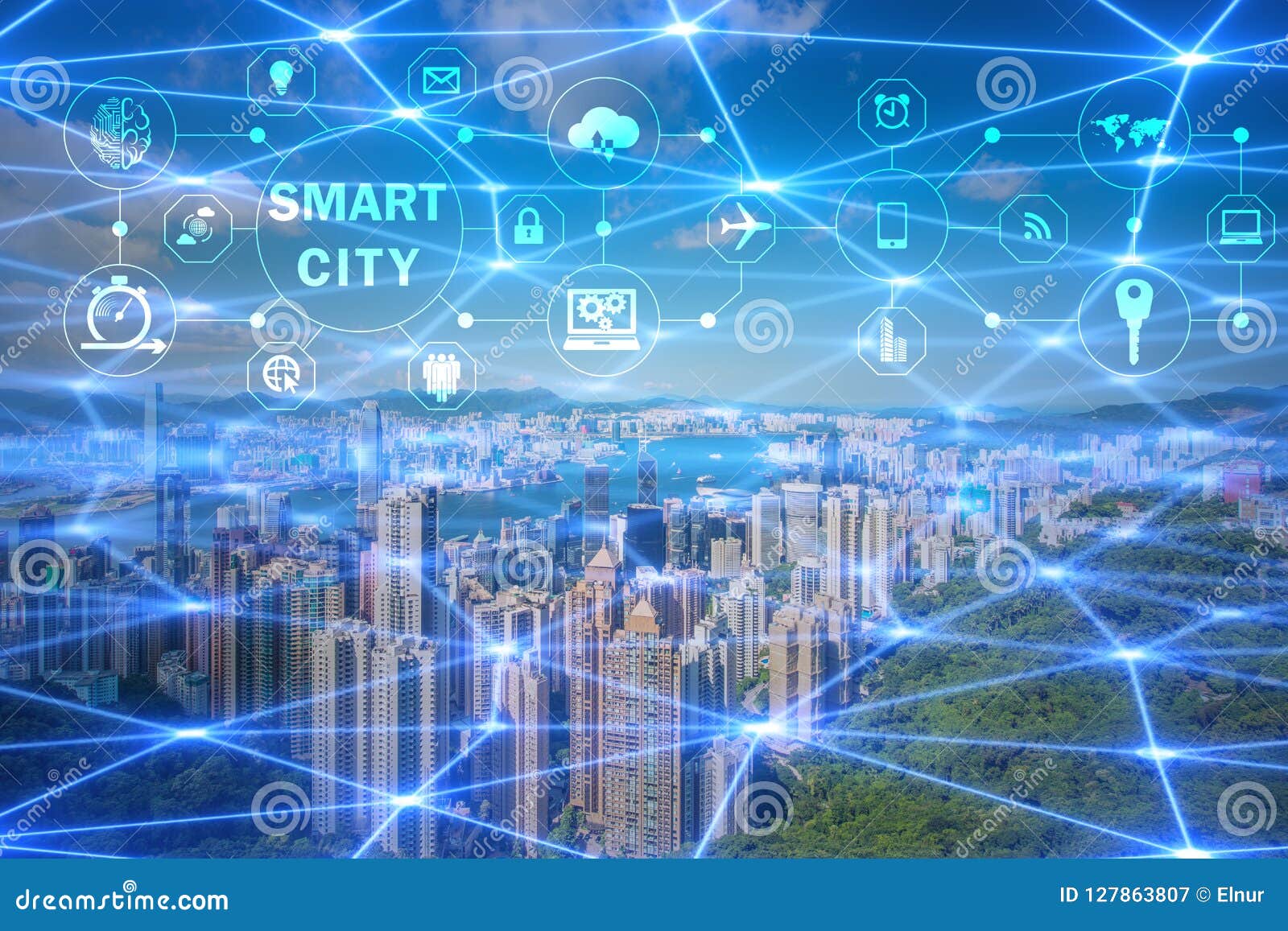 The Concept of Smart City and Internet of Things Stock Image - Image of ...