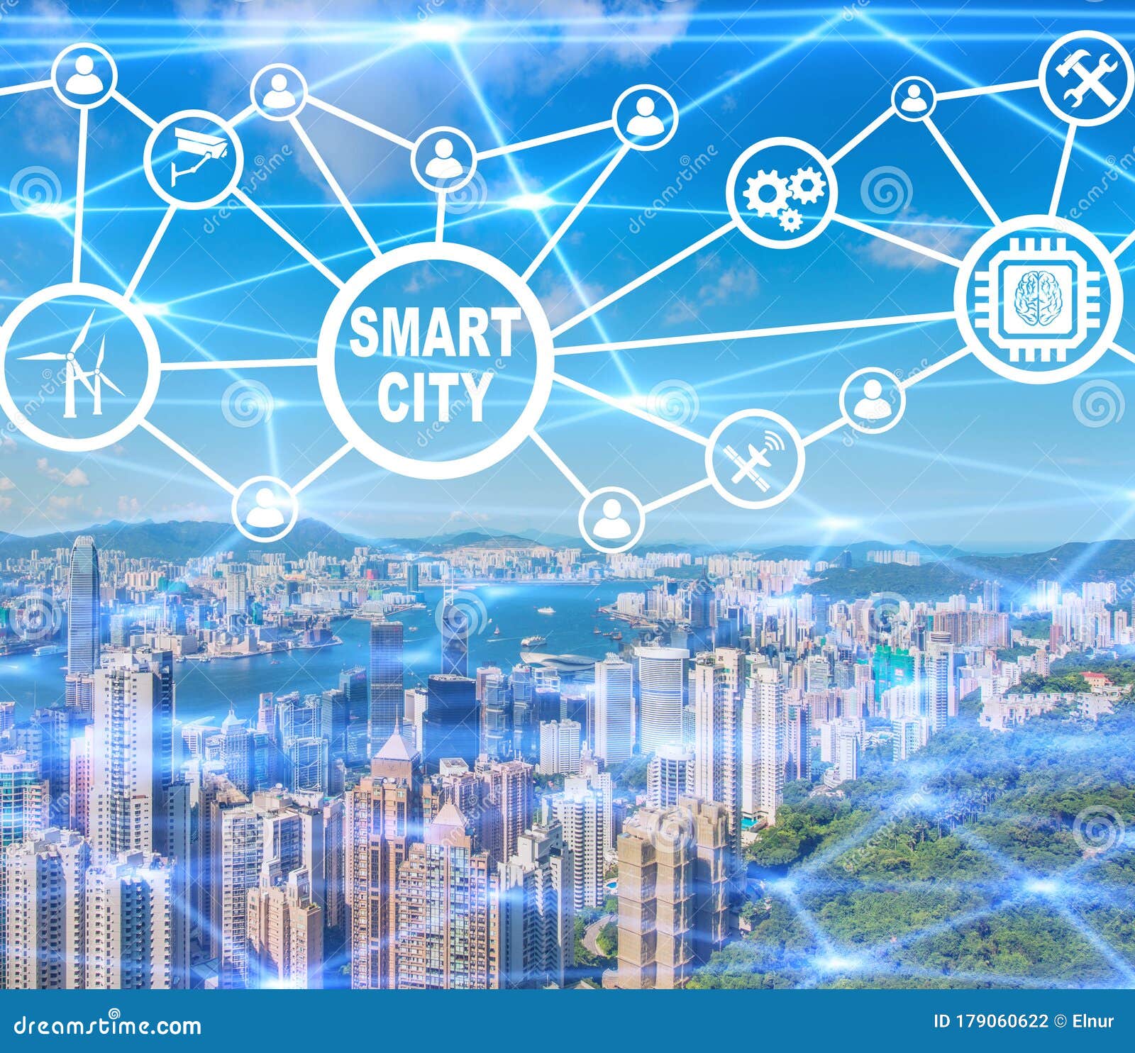 Concept of Smart City and Internet of Things Stock Photo - Image of ...