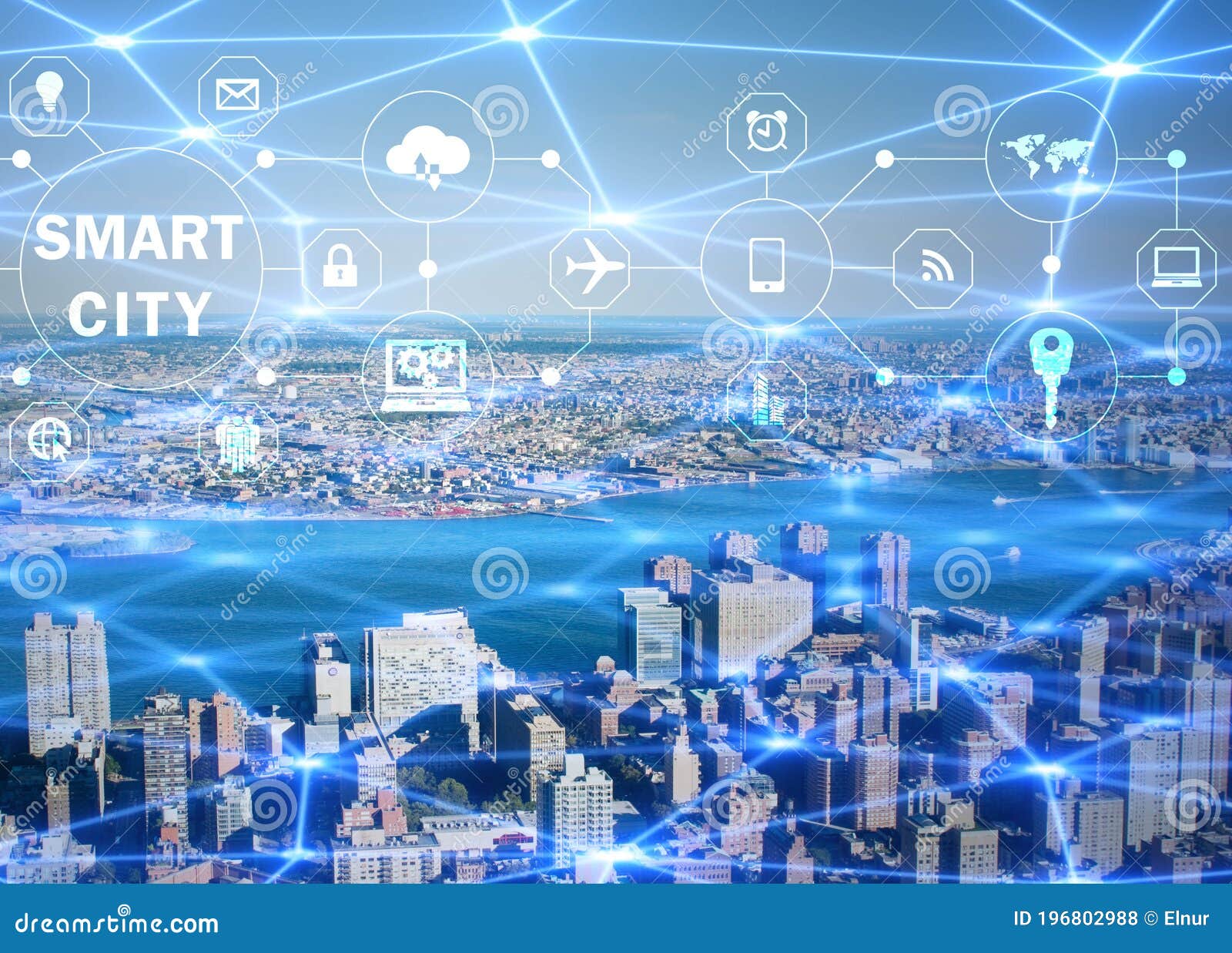 Concept of Smart City and Internet of Things Stock Photo - Image of ...