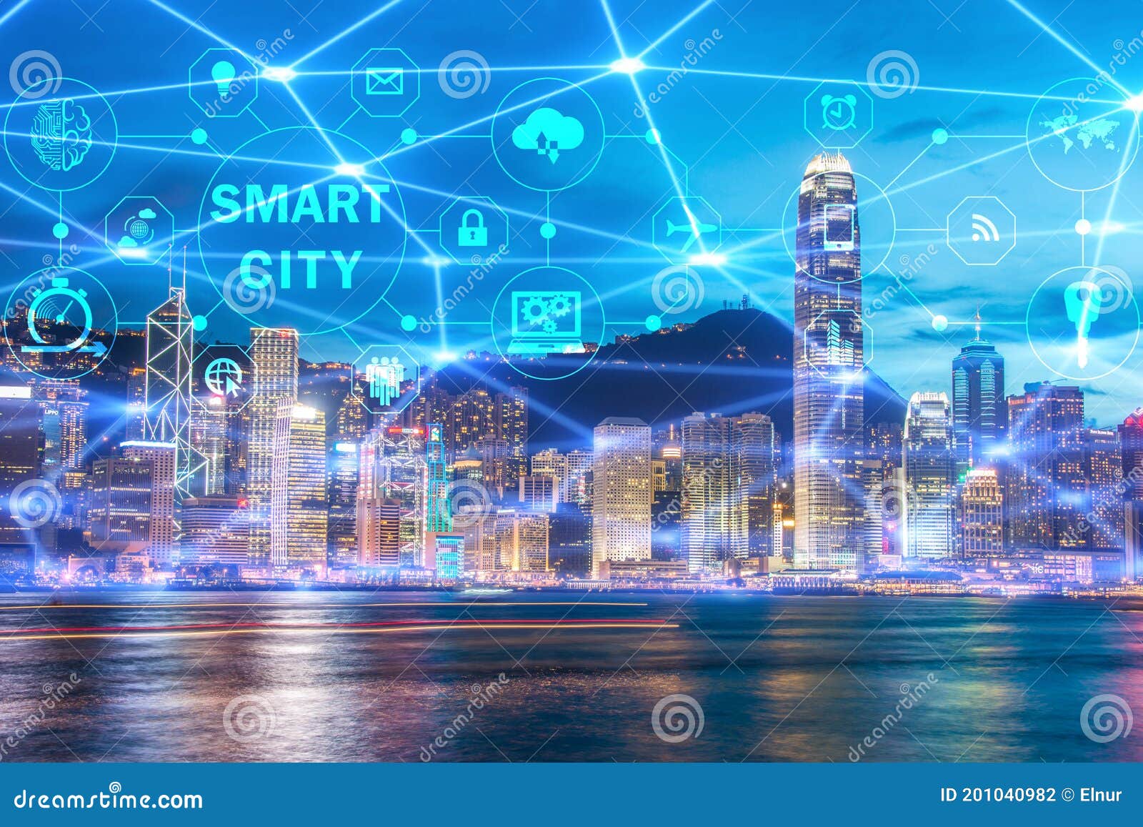 Concept of Smart City and Internet of Things Stock Illustration ...
