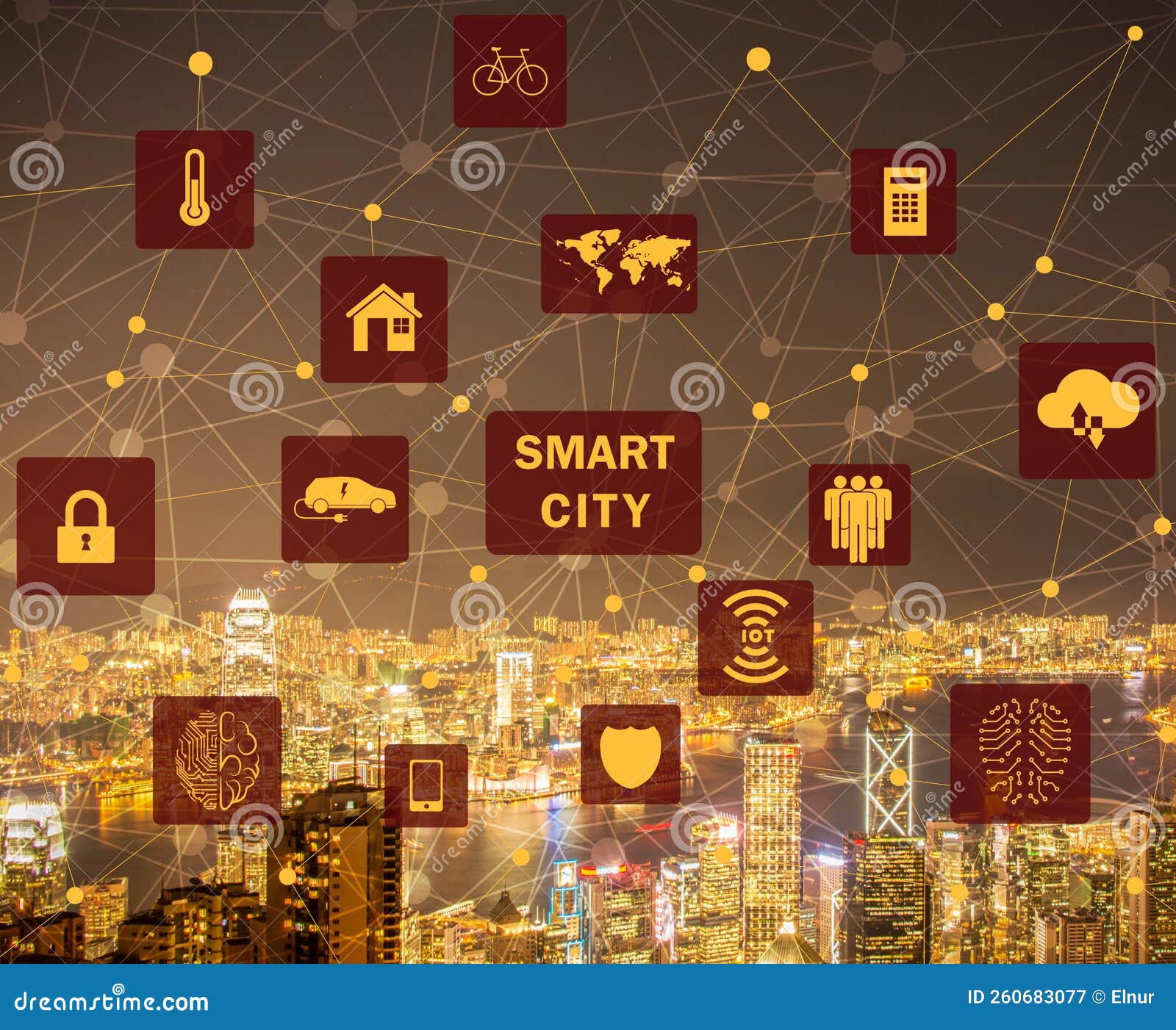 Concept of Smart City and Internet of Things Stock Illustration ...