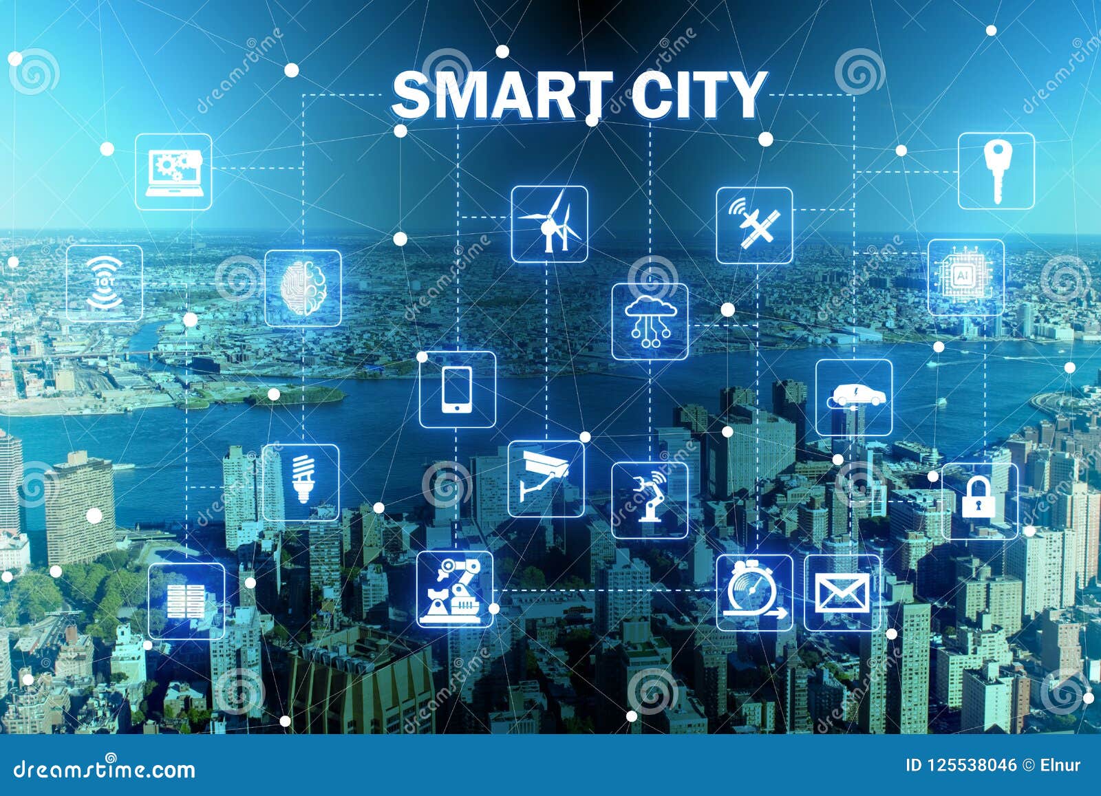 The Concept of Smart City and Internet of Things Stock Photo - Image of ...
