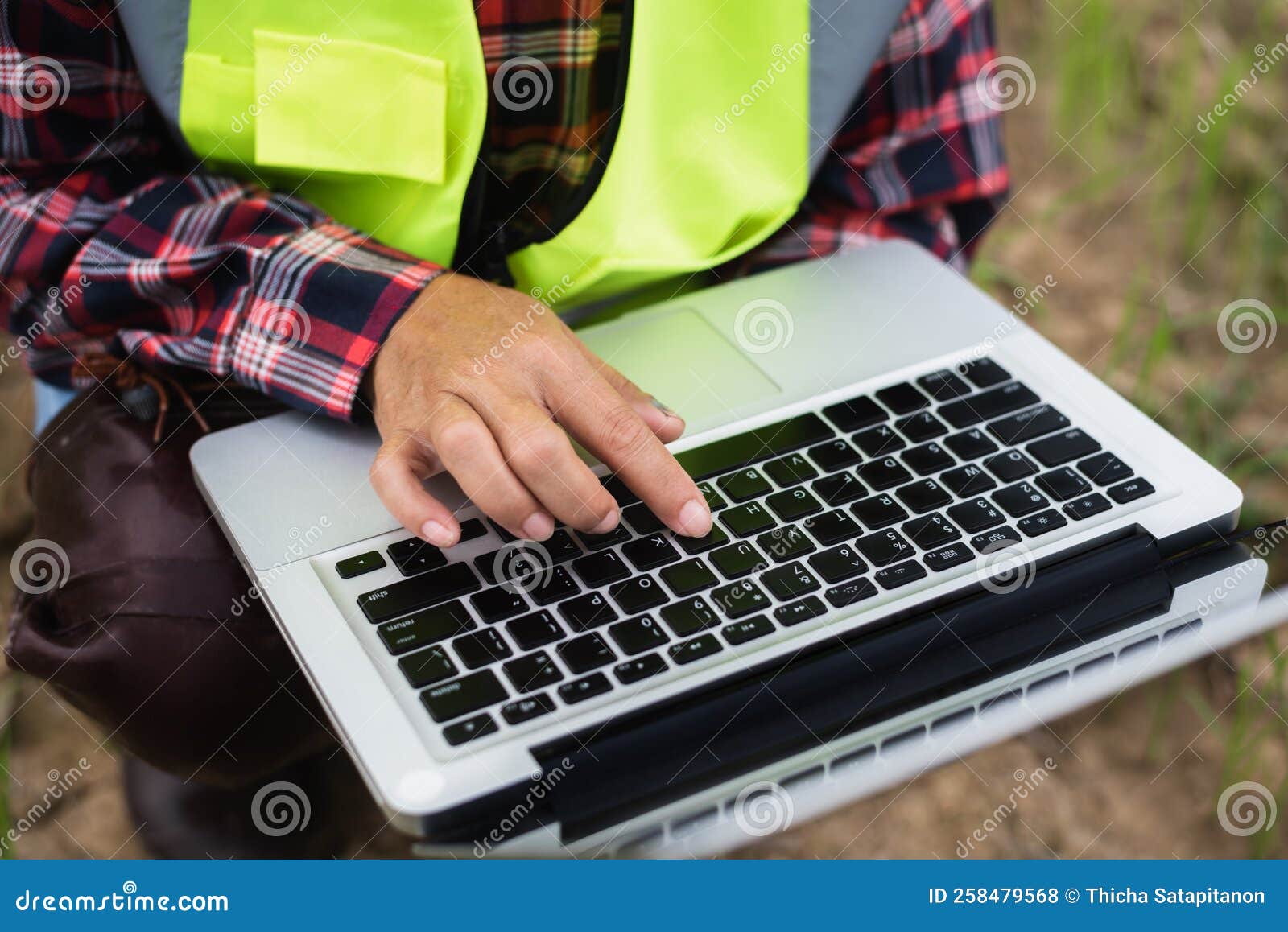 Concept of Smart Farmer Using Laptop Computer in the Field Garden with ...