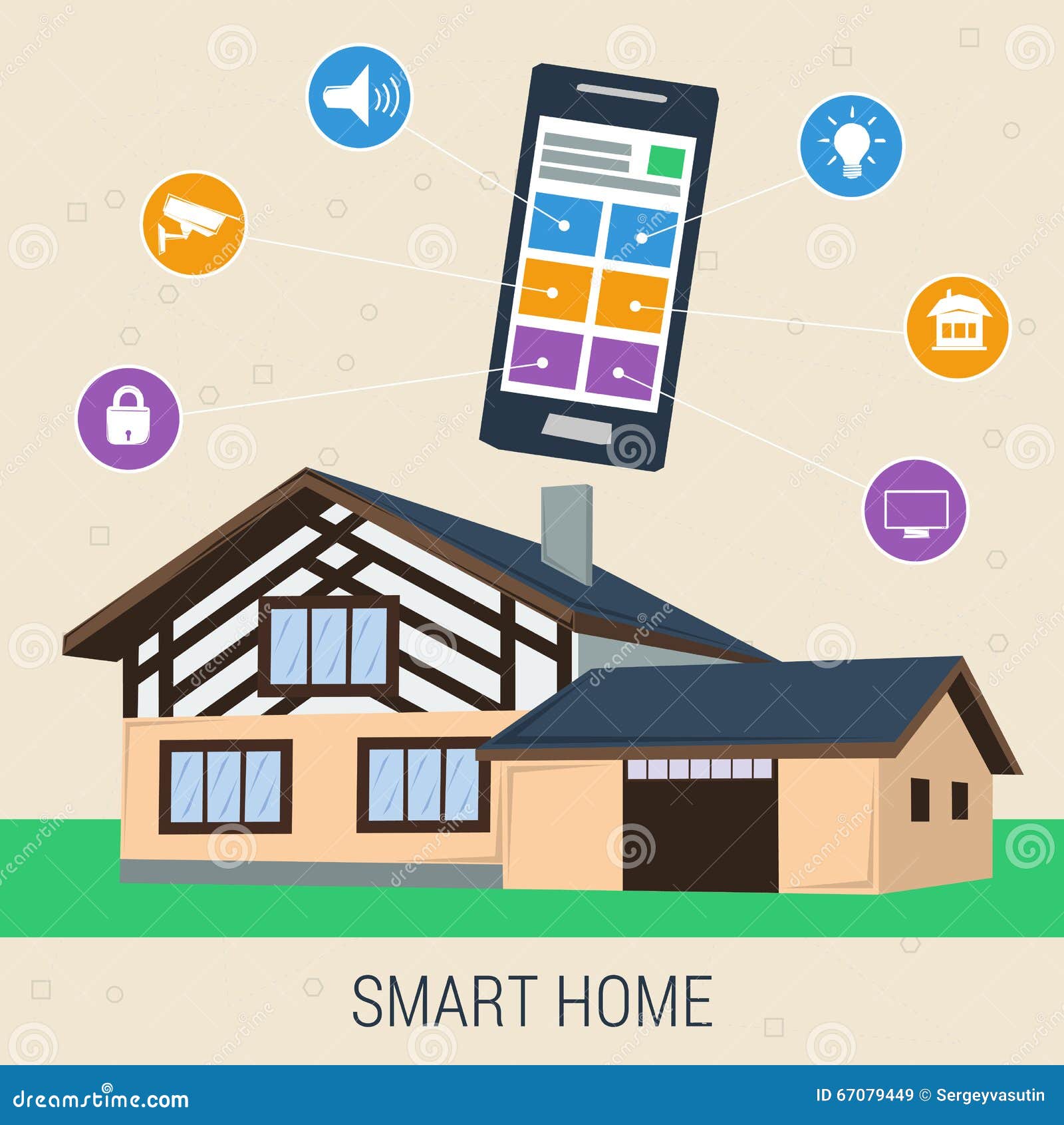 Concept Smart House with Control Panel Stock Vector - Illustration of ...