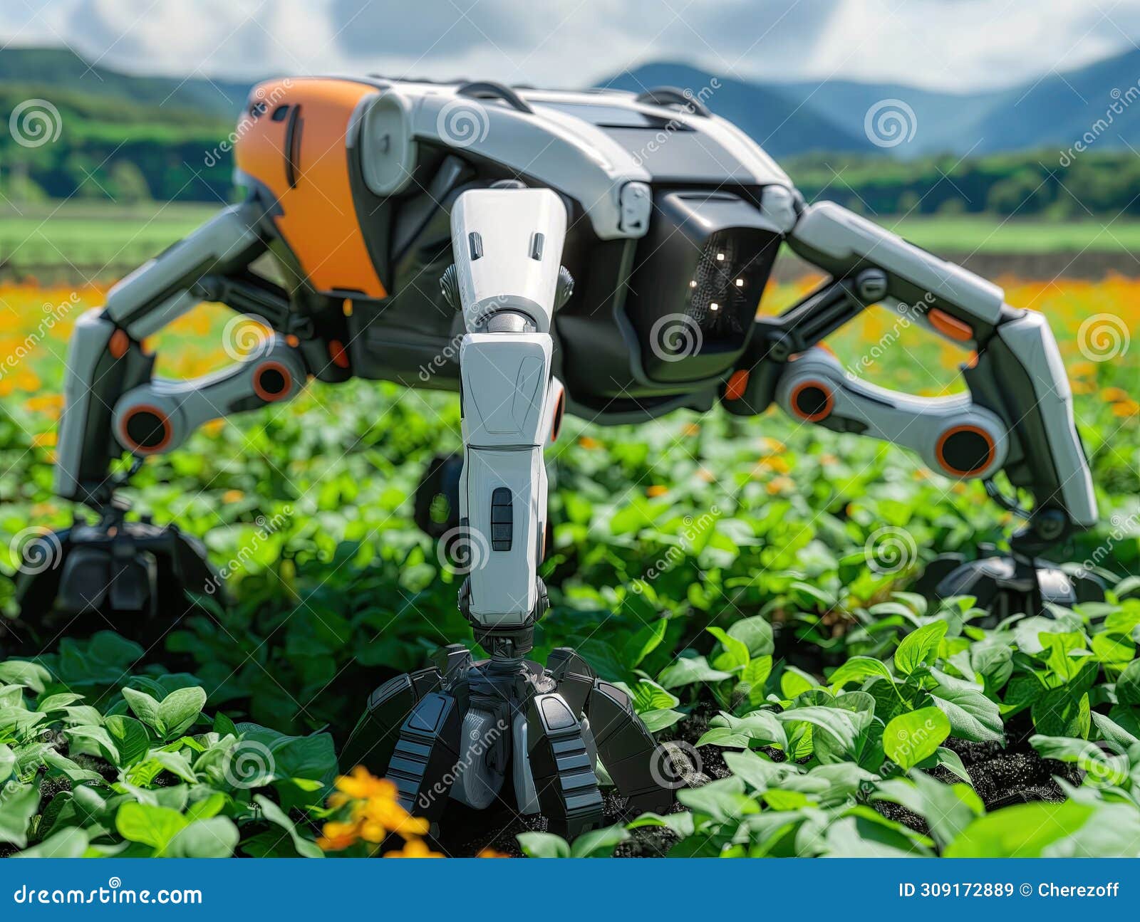 Concept Smart Robot Farmer on Agricultural Field Stock Illustration ...