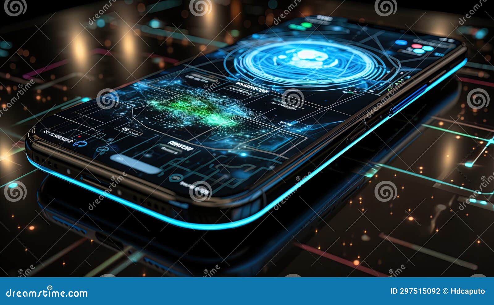 Concept of Smart Technological Device, Cell Phone with Futuristic ...
