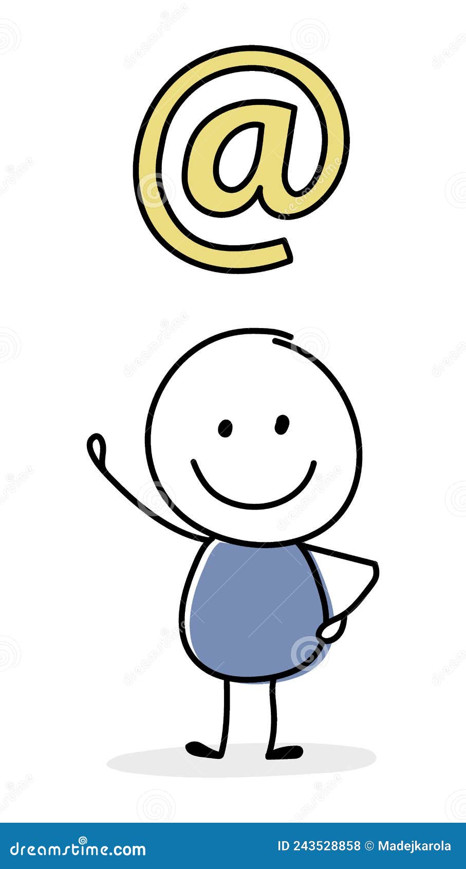 Concept of Smiley Stickman with Email Address Icon. Vector Stock Vector ...