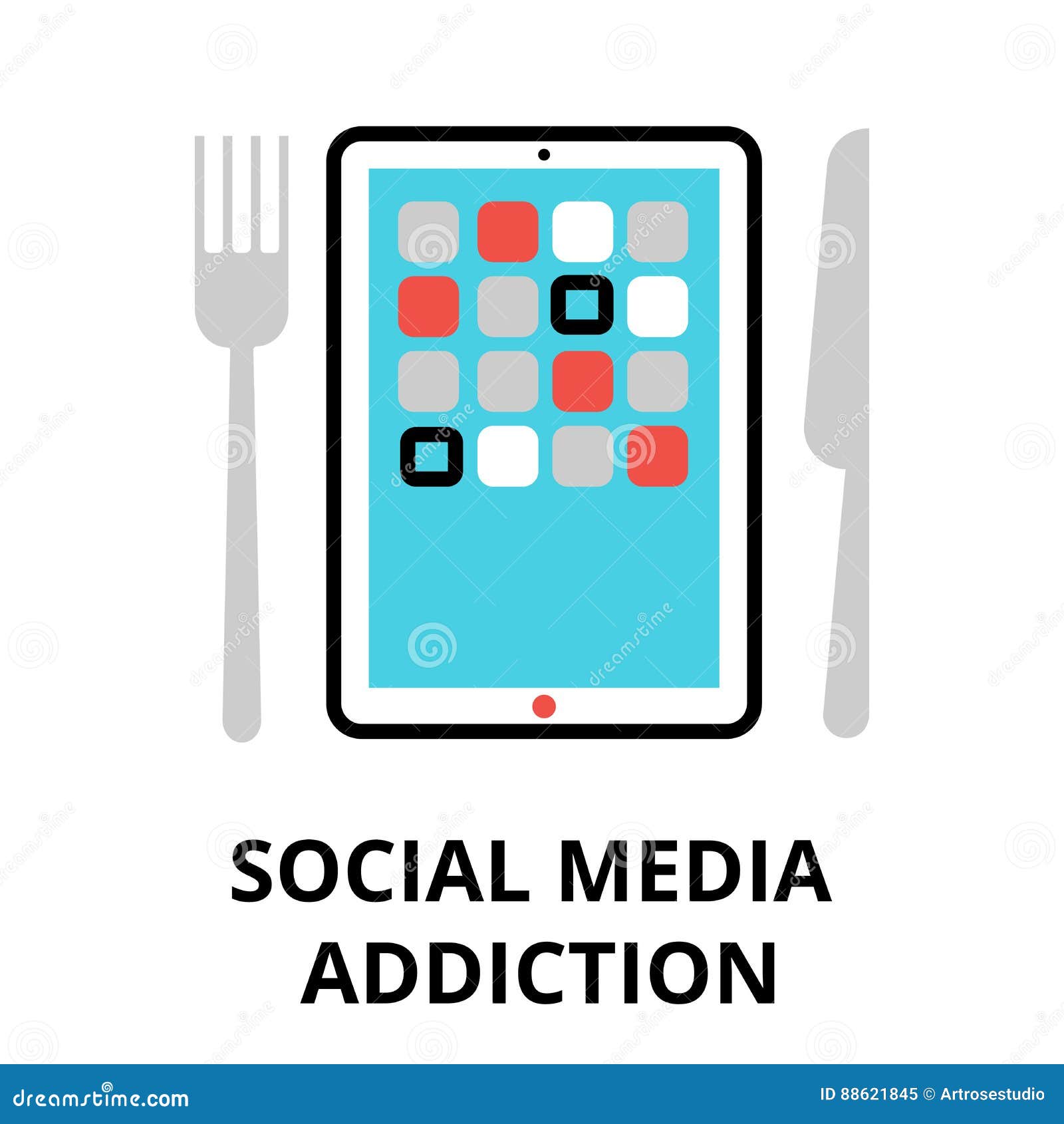 Concept of Social Media Addiction, Vector Illustration Stock Vector ...