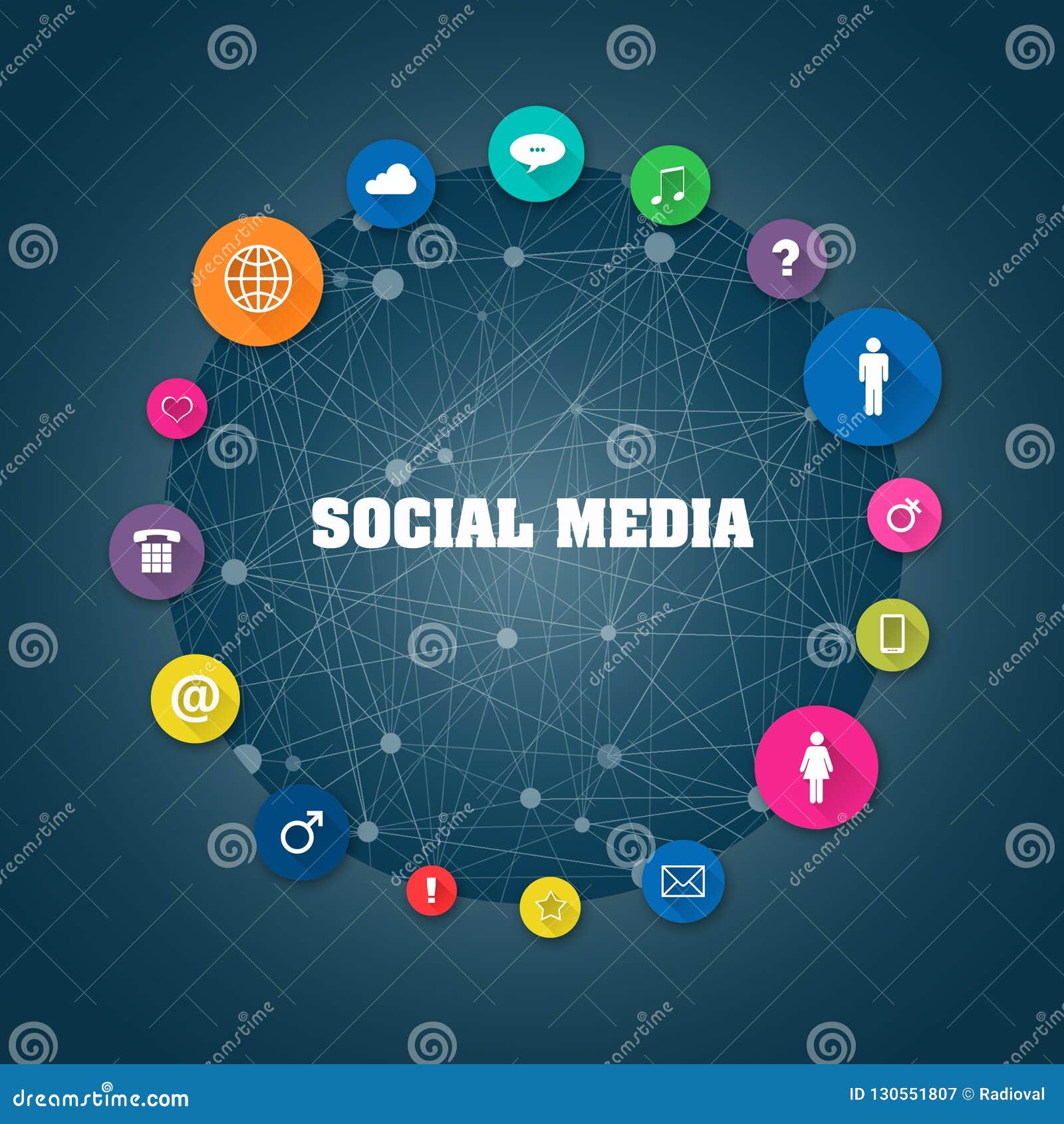 Concept Social Media. Different Social Icons on a Blue Background Stock ...