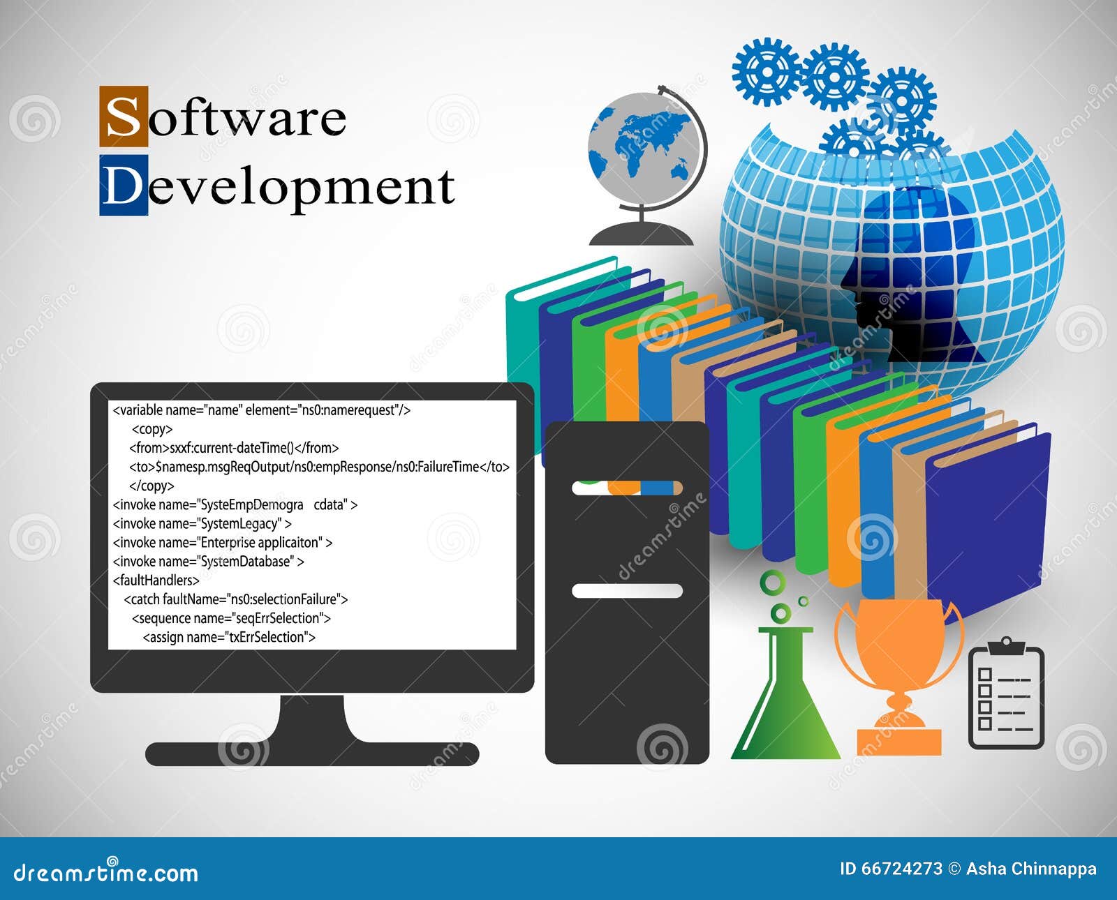Concept Of Software Development And Knowledge Sharing Stock Illustration Illustration Of