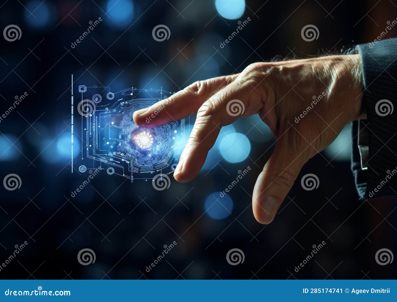 Concept Software Hand Business Innovation Modern Virtual Screen Tech ...