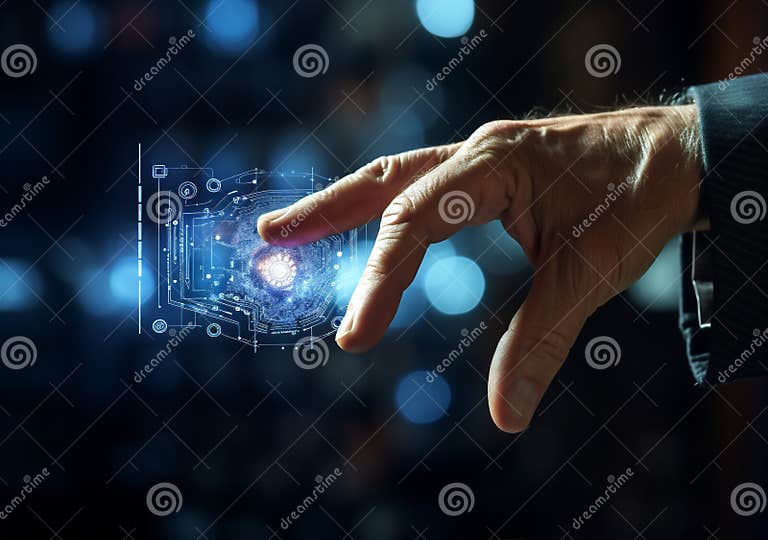 Concept Software Hand Business Innovation Modern Virtual Screen Tech ...