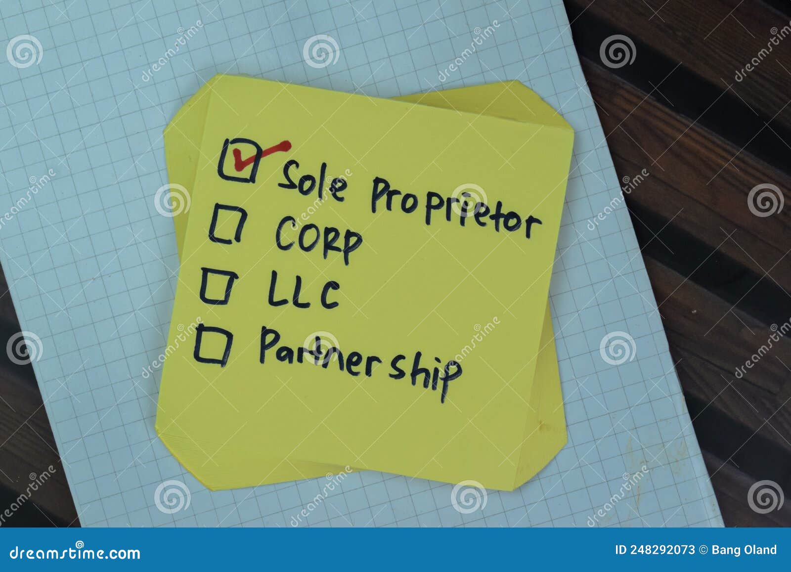 Concept of Sole Proprietor Write on Sticky Notes Isolated on Wooden ...