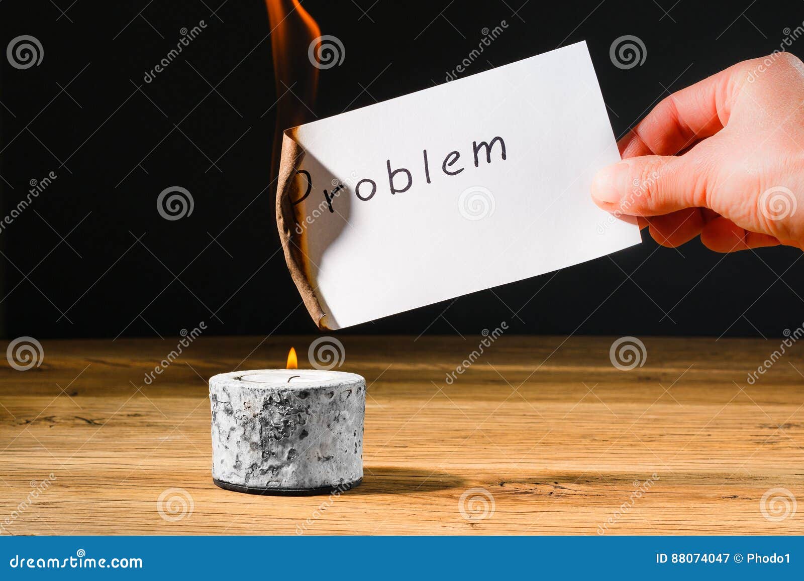 Concept Solution Probem by Burning Text on Paper Stock Image - Image of ...