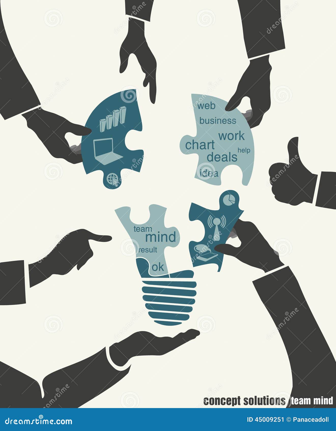 Concept Solutions Team Mind. Stock Vector - Image: 45009251