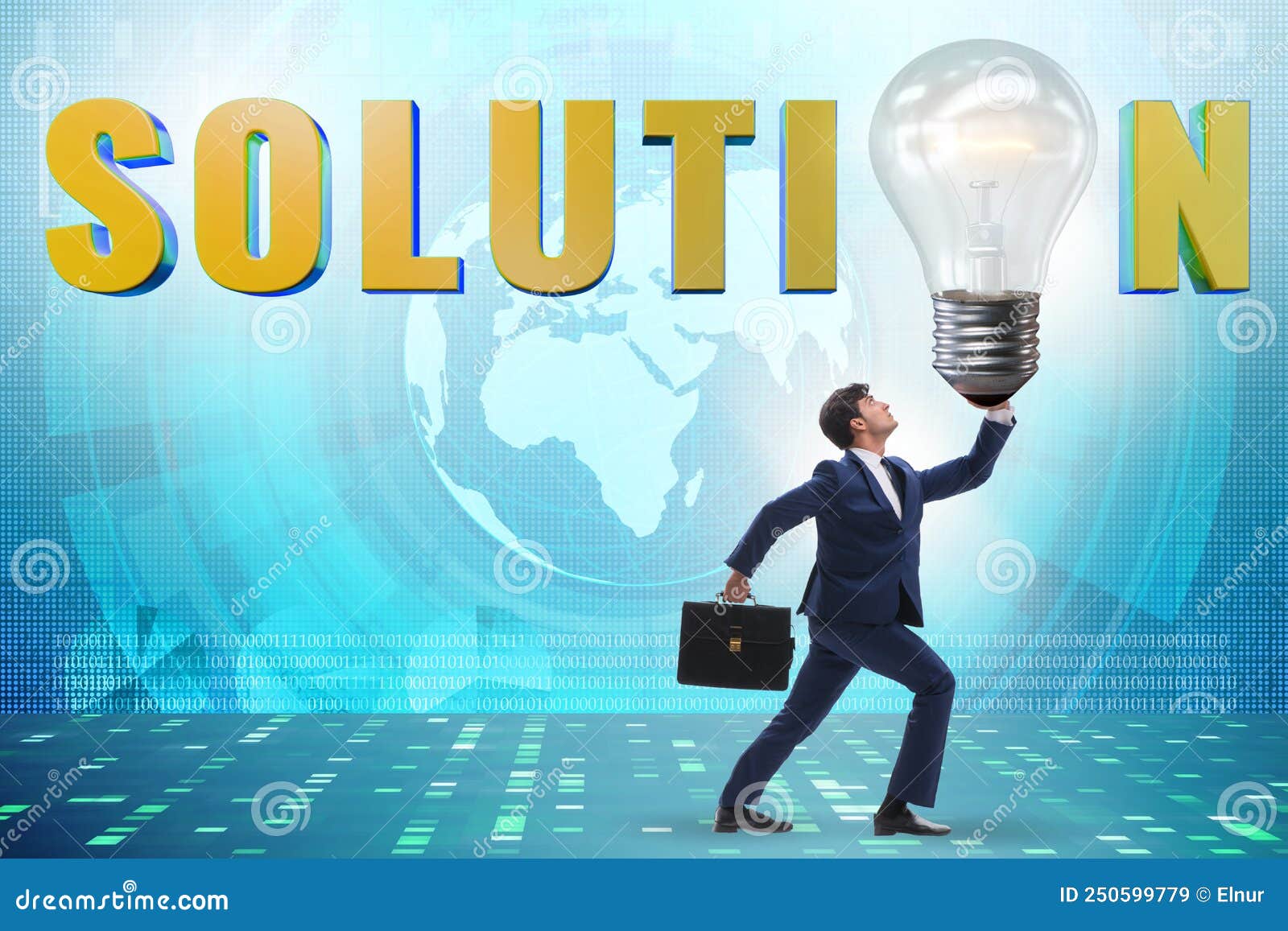 Concept of Soluton with Businessman and Lightbulb Stock Image - Image ...