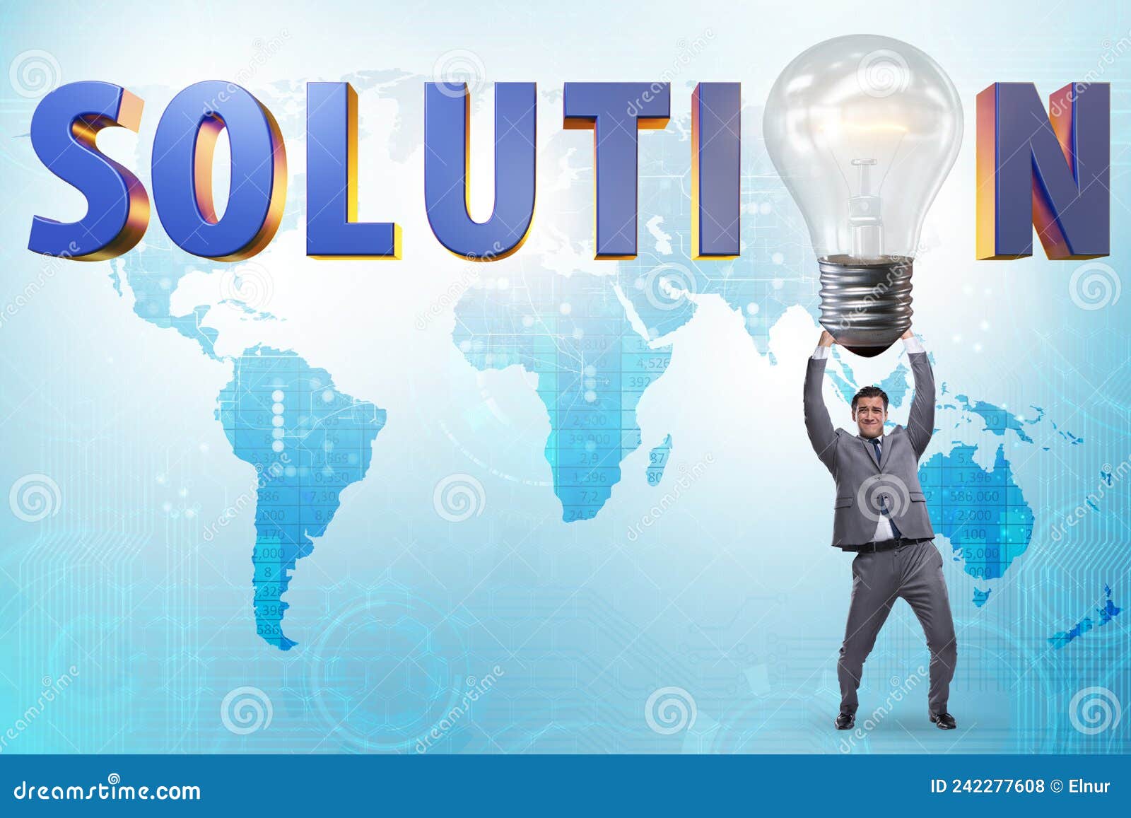 Concept of Soluton with Businessman and Lightbulb Stock Photo - Image ...