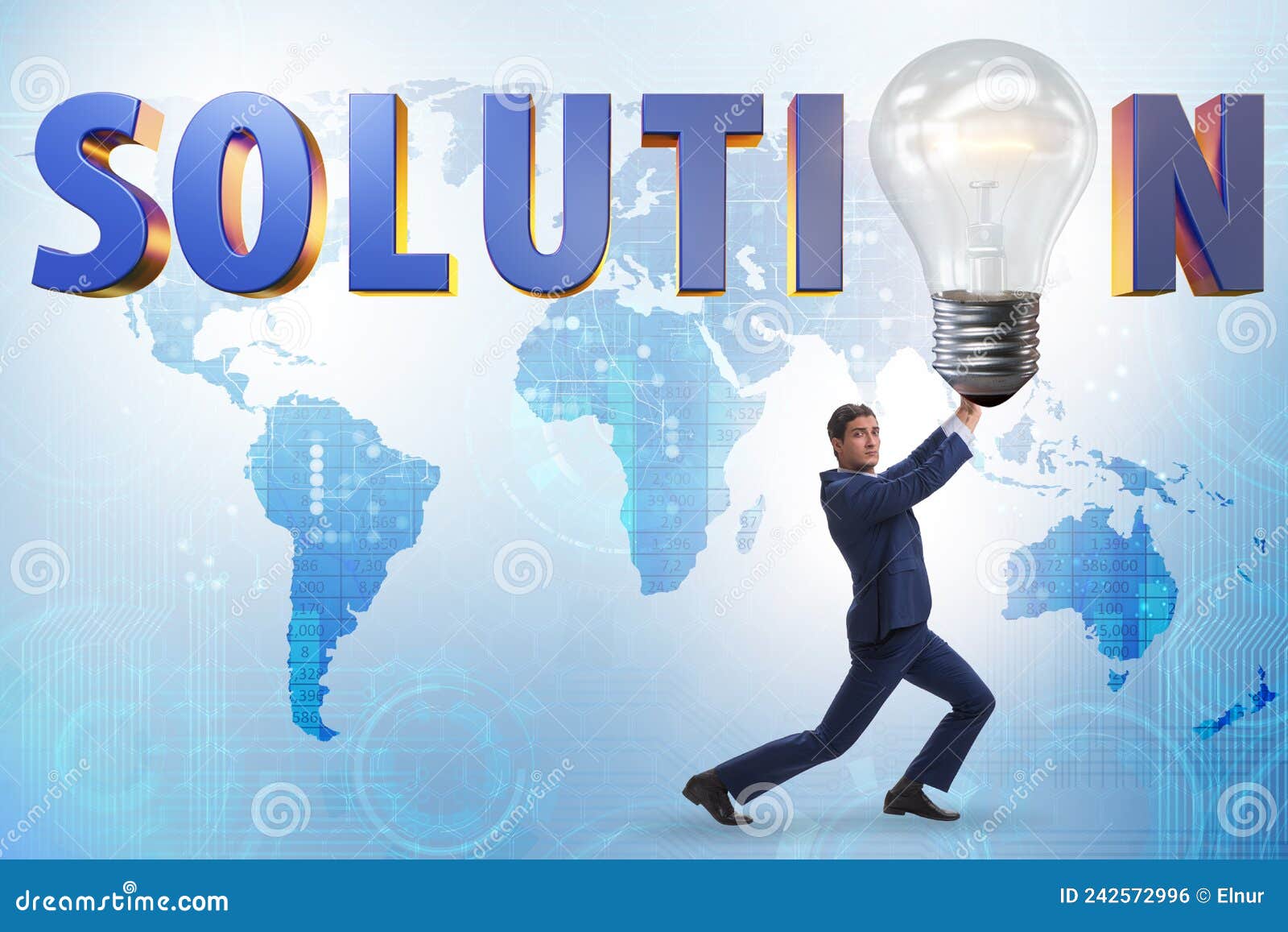 Concept of Soluton with Businessman and Lightbulb Stock Photo - Image ...