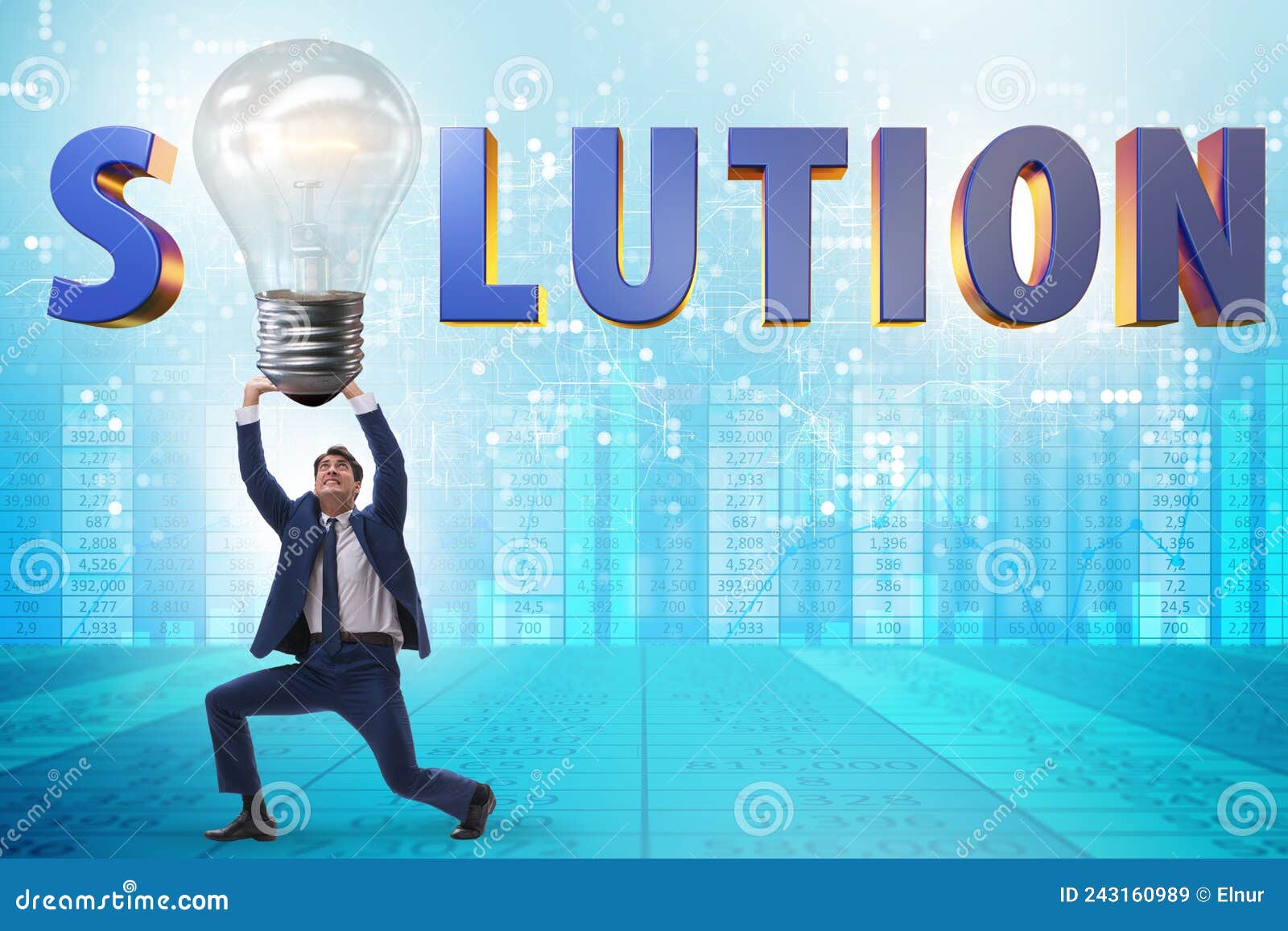 Concept of Soluton with Businessman and Lightbulb Stock Image - Image ...