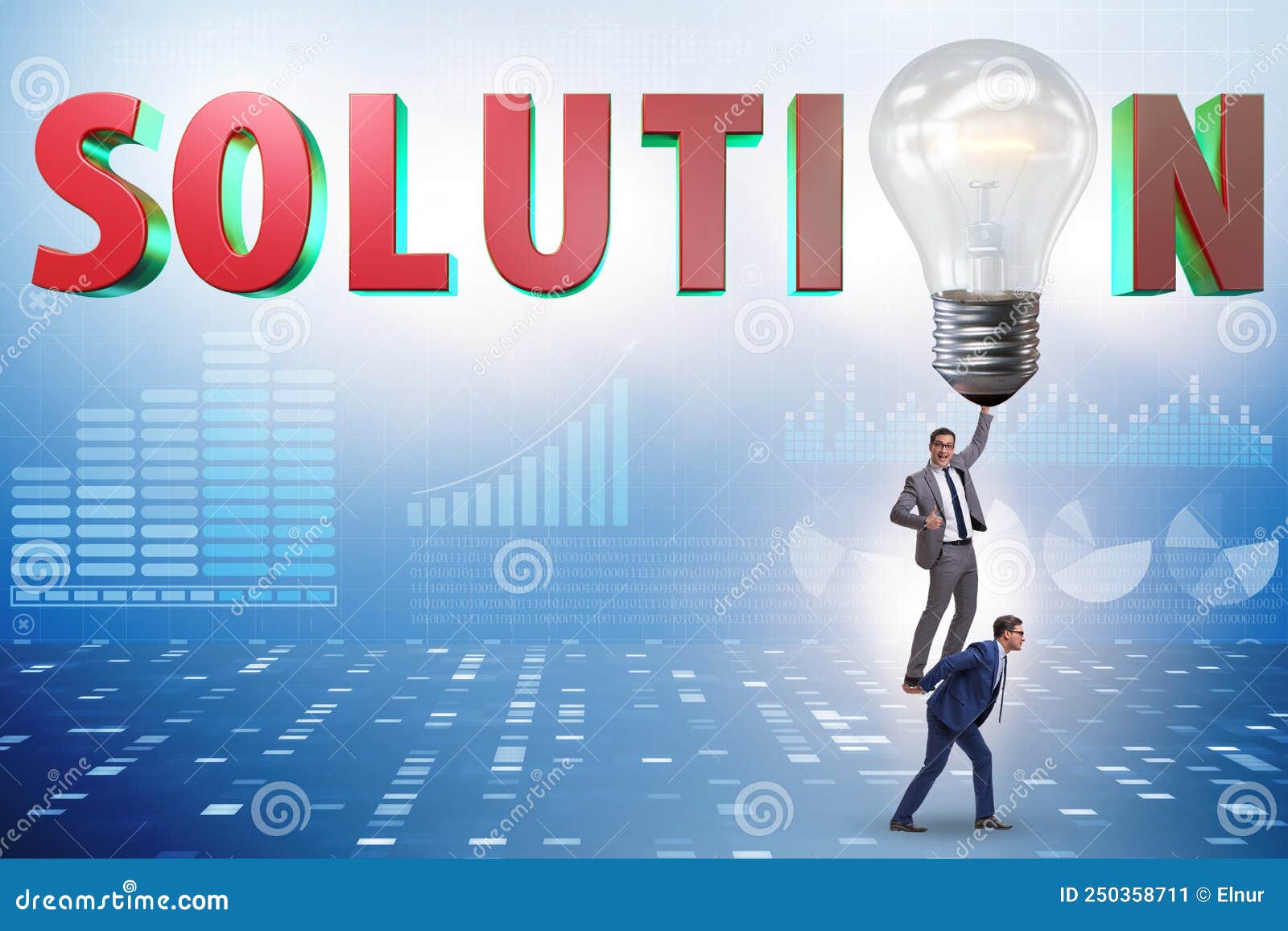 Concept of Soluton with Businessman and Lightbulb Stock Illustration ...