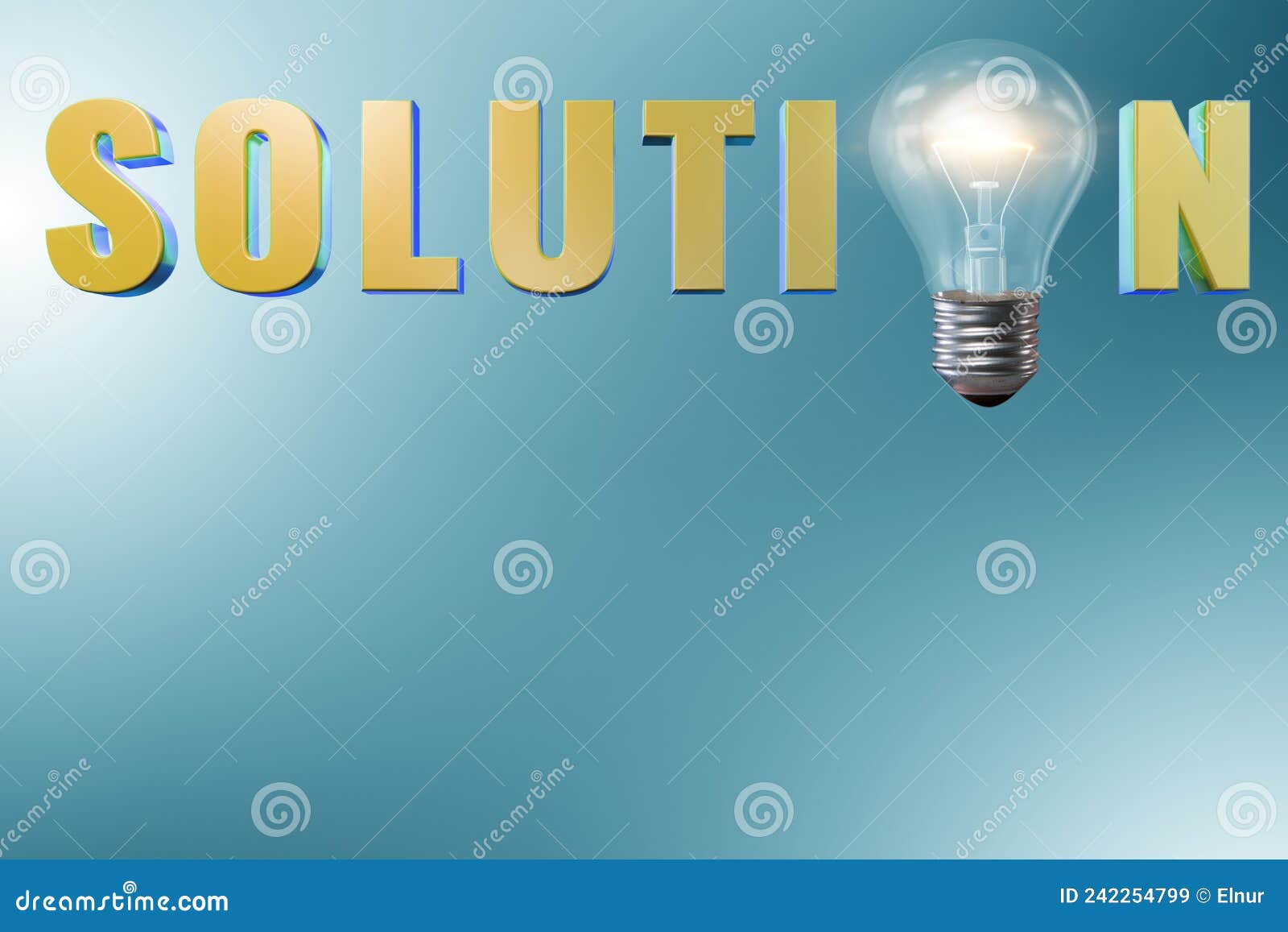 Concept of Soluton with Light Bulb-3d Rendering Stock Illustration ...
