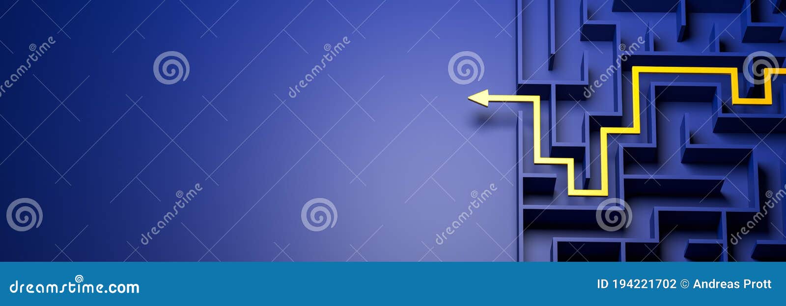 Concept - Solving a Complex Problem. Blue Maze and Floor with Yellow ...