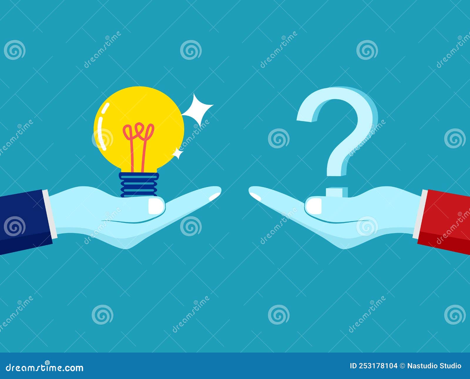 Concept of Solving the Problem. Businessman Holding a Question Mark with a Light Bulb Stock ...