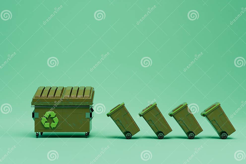 The Concept of Sorting Garbage and Food Waste. Patterns of Green Containers with a Recycling ...