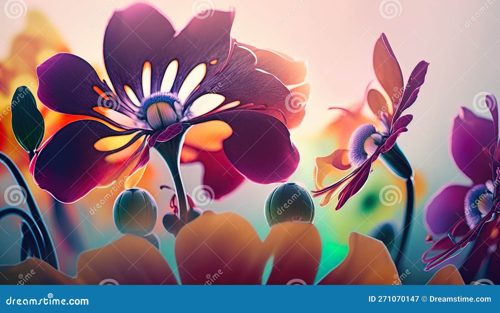 Spring - Abstract Flowers Flow Together with Colors, Gradient ...