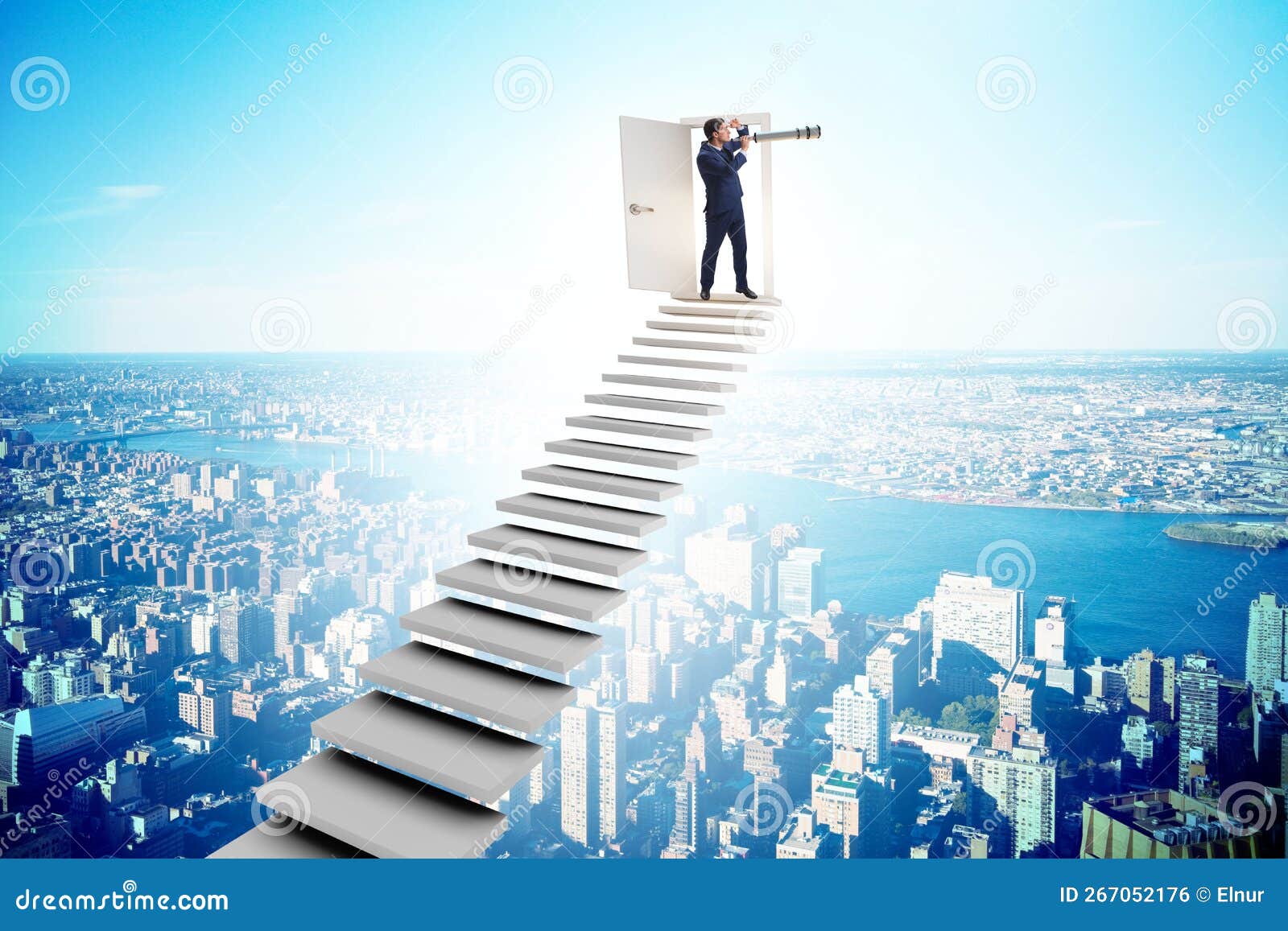 Concept of Stairs Leading Upstairs Stock Photo - Image of competition ...