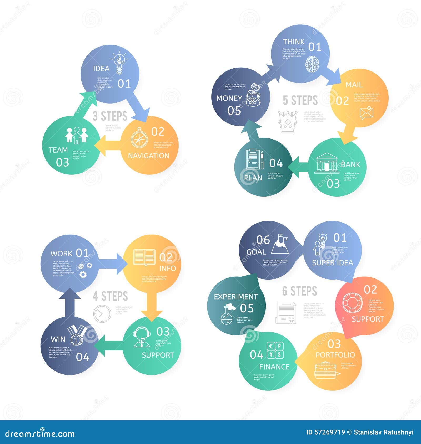 Concept step by step stock vector. Illustration of infographic - 57269719