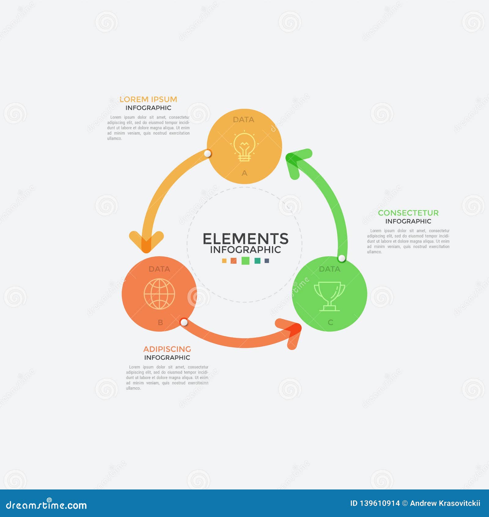 Concept of 3-stepped Cyclic Process Visualization Stock Vector ...