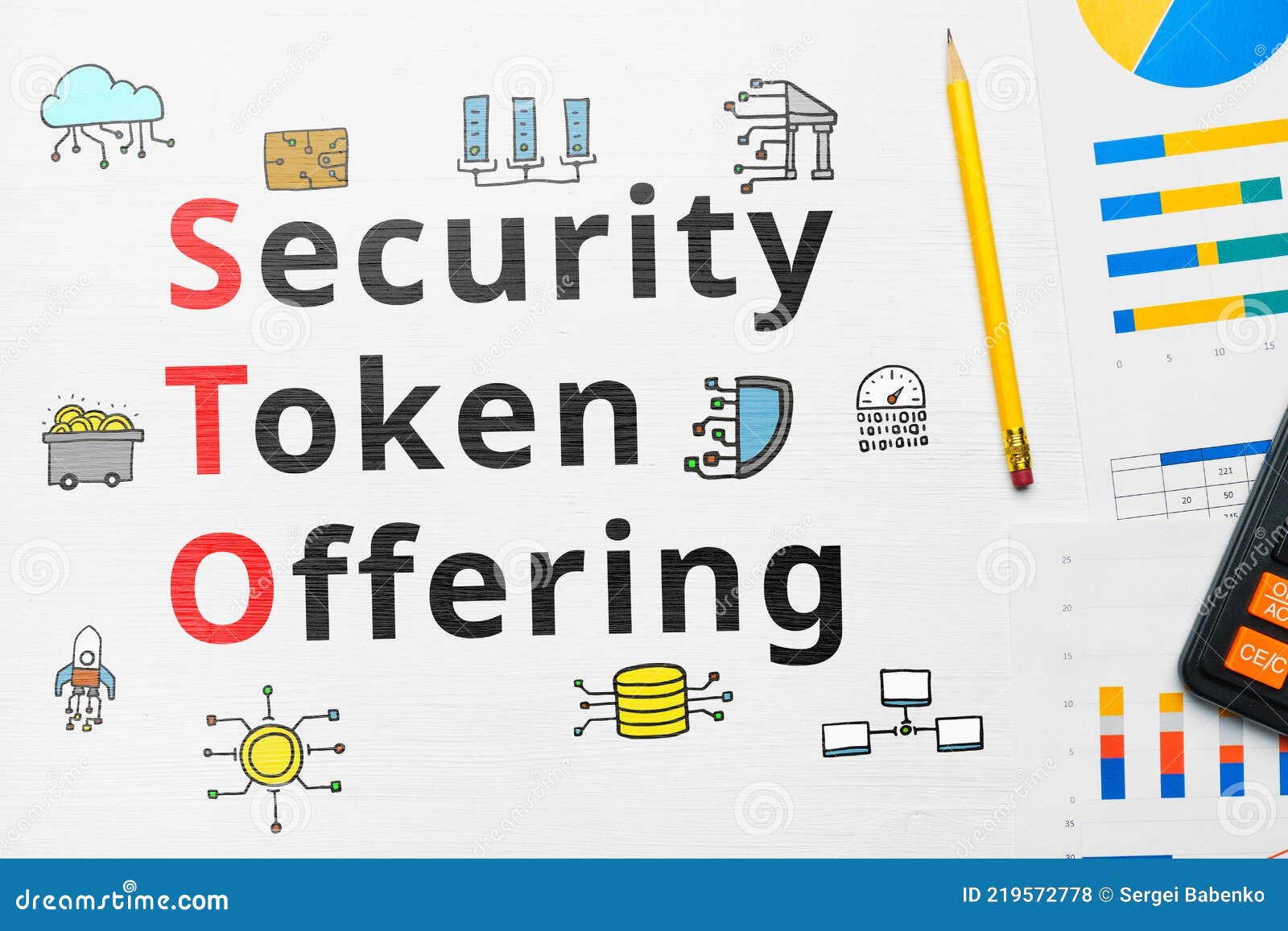 Concept Sto or Security Token Offering with Abstract Icons Stock Photo ...