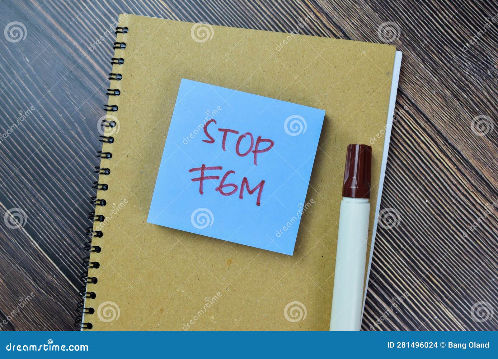 Concept of Stop FGM Write on Sticky Notes Isolated on Wooden Table ...
