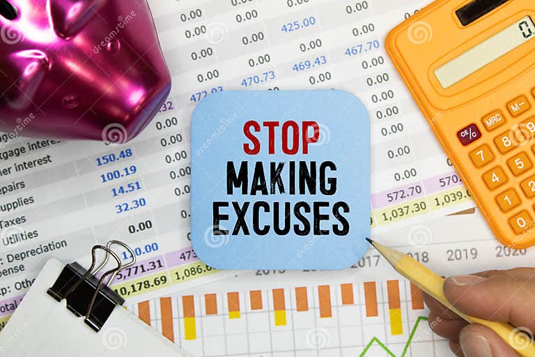 Concept of Stop Making Excuse Write on a Book Isolated on Wooden Table ...