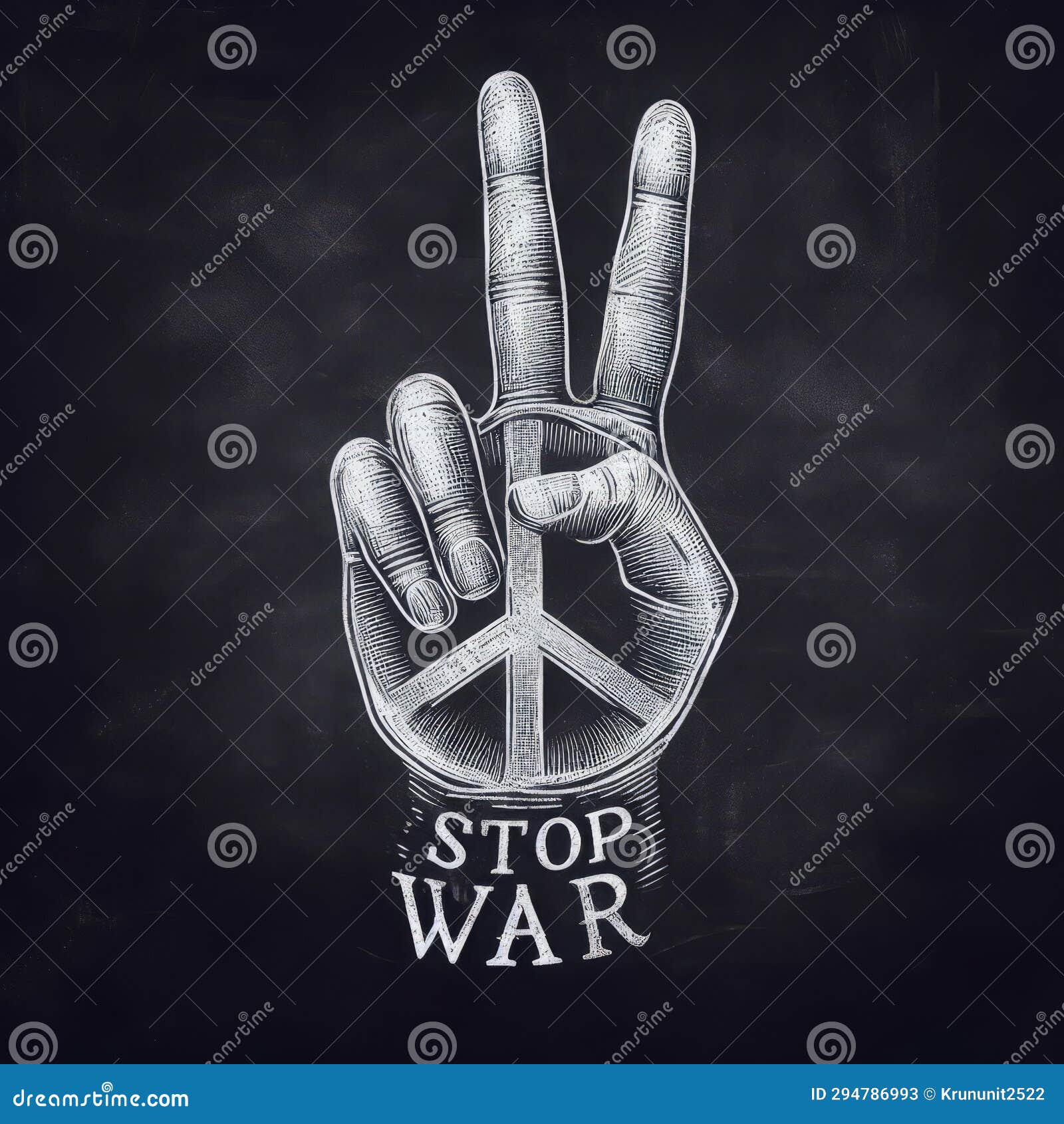 Concept "STOP WAR" Hand Symbol Peace and Text on Chalkboard Background ...
