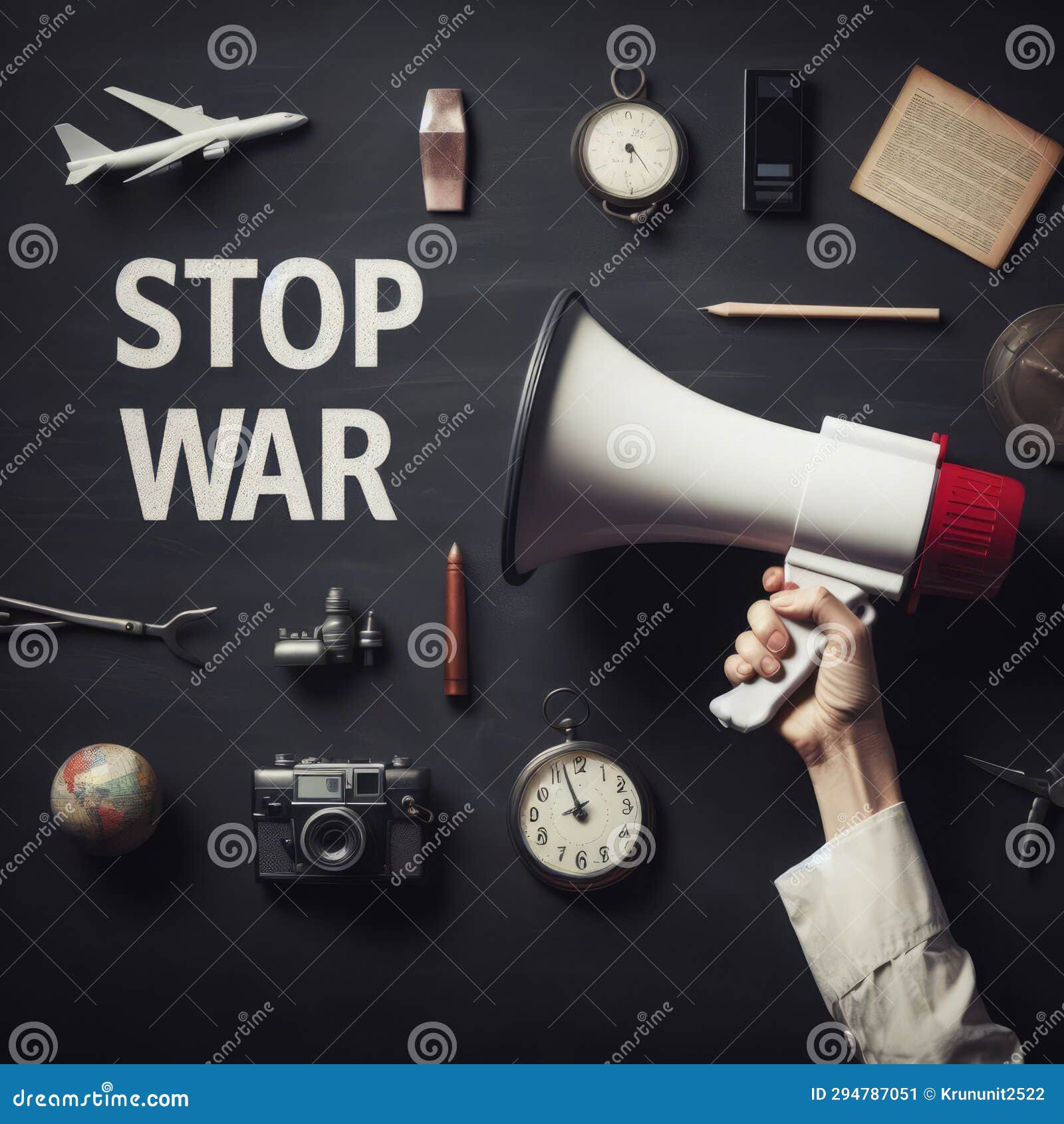 Concept "STOP WAR" Hand Symbol Peace and Text on Chalkboard Background ...