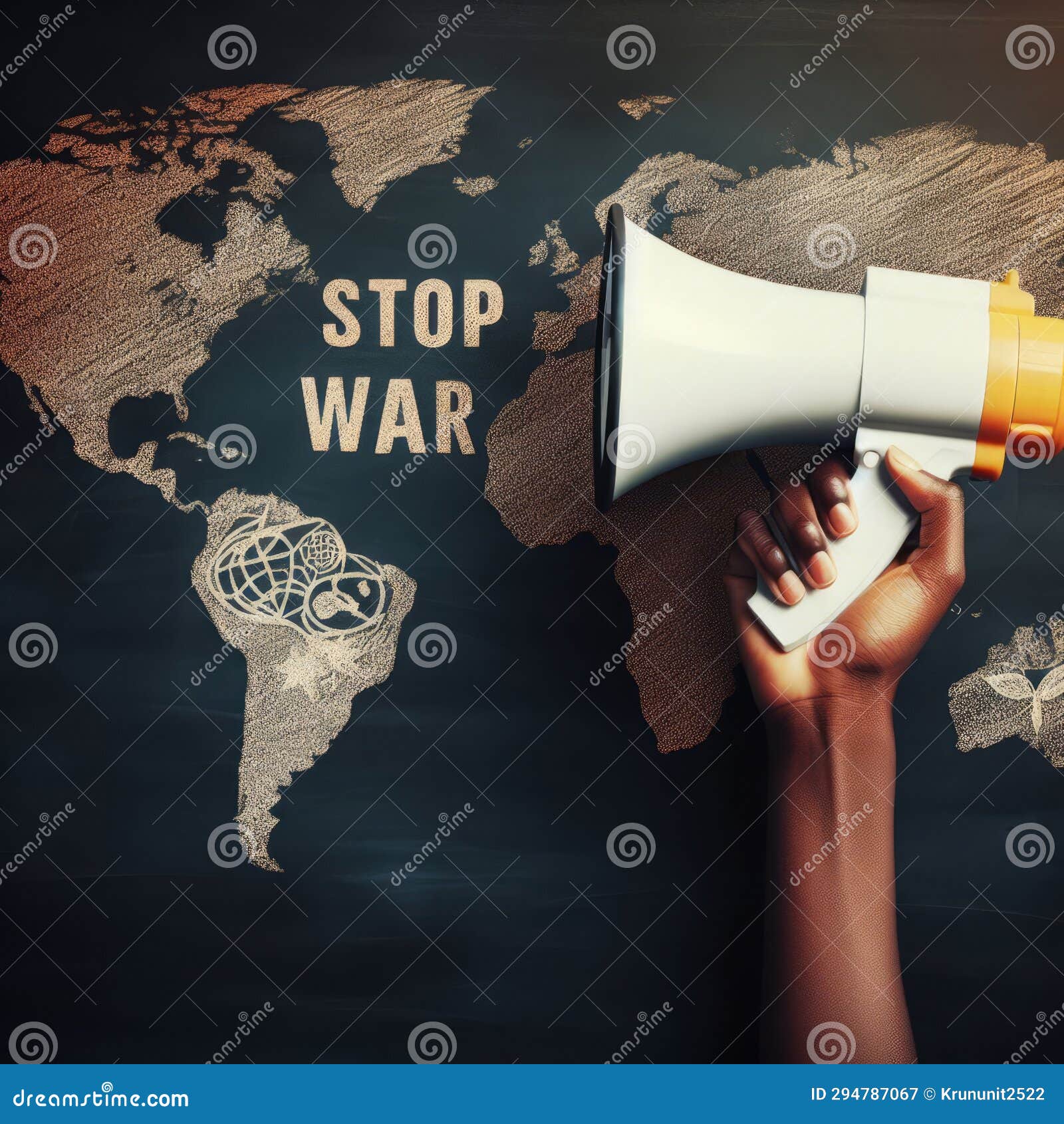 Concept "STOP WAR" Hand Symbol Peace and Text on Chalkboard Background ...