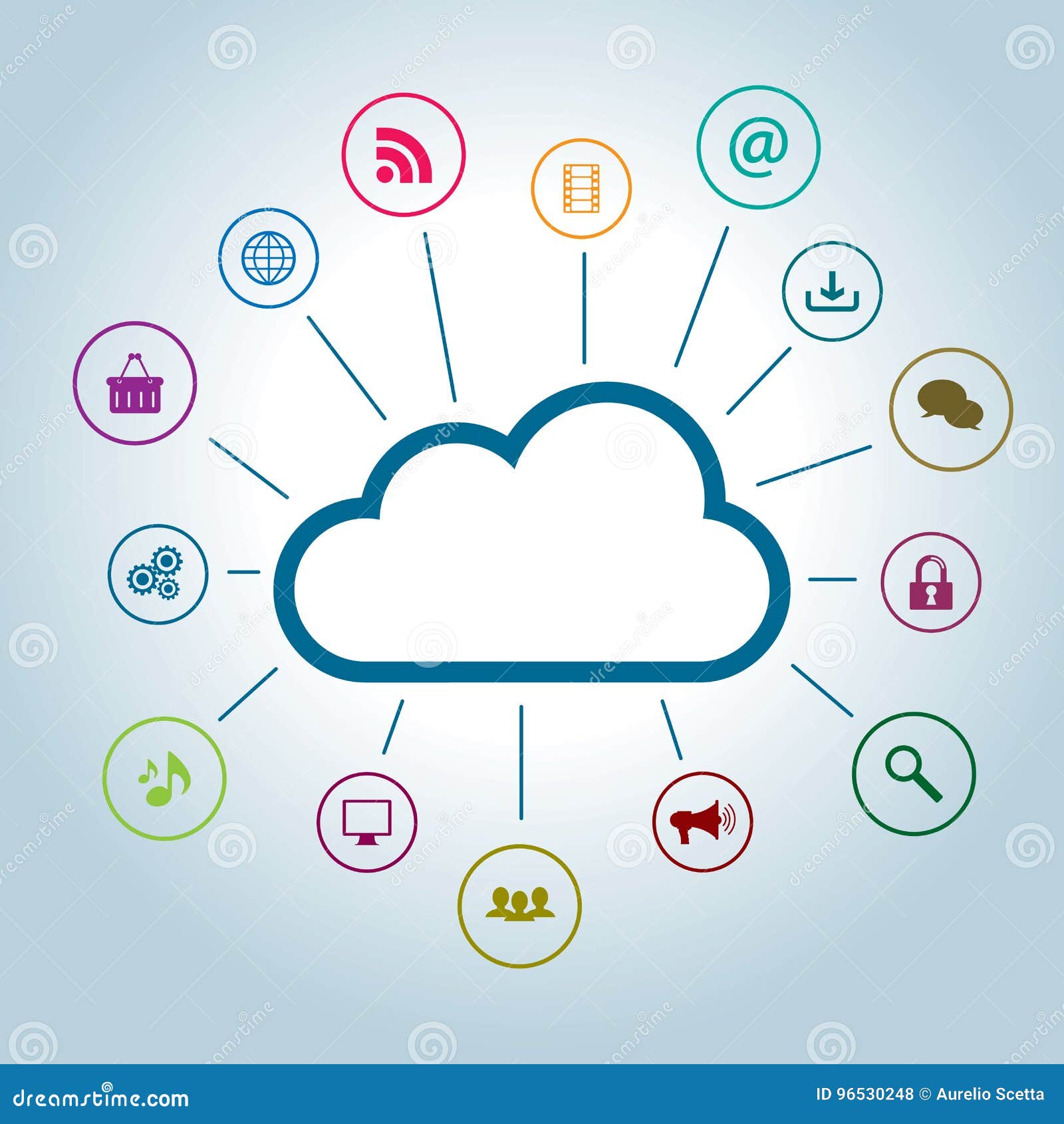 Cloud Computing and Social Media Icons Stock Vector - Illustration of ...