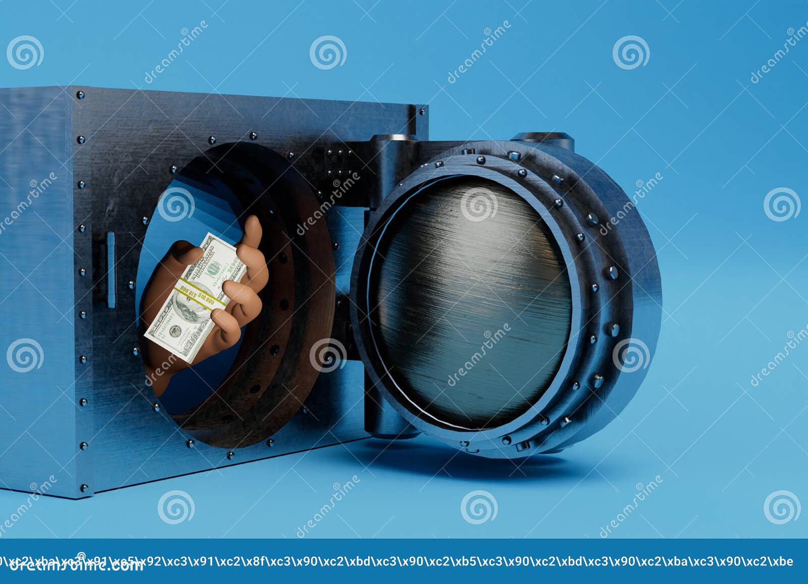 The Concept of Storing Cash in a Safe. Hand with Paper Dollars in an ...