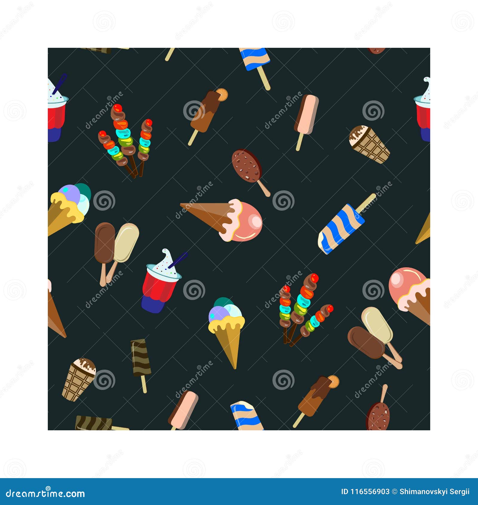 Concept on Street Food. Seamless Pattern with Ice Cream Stock Vector ...