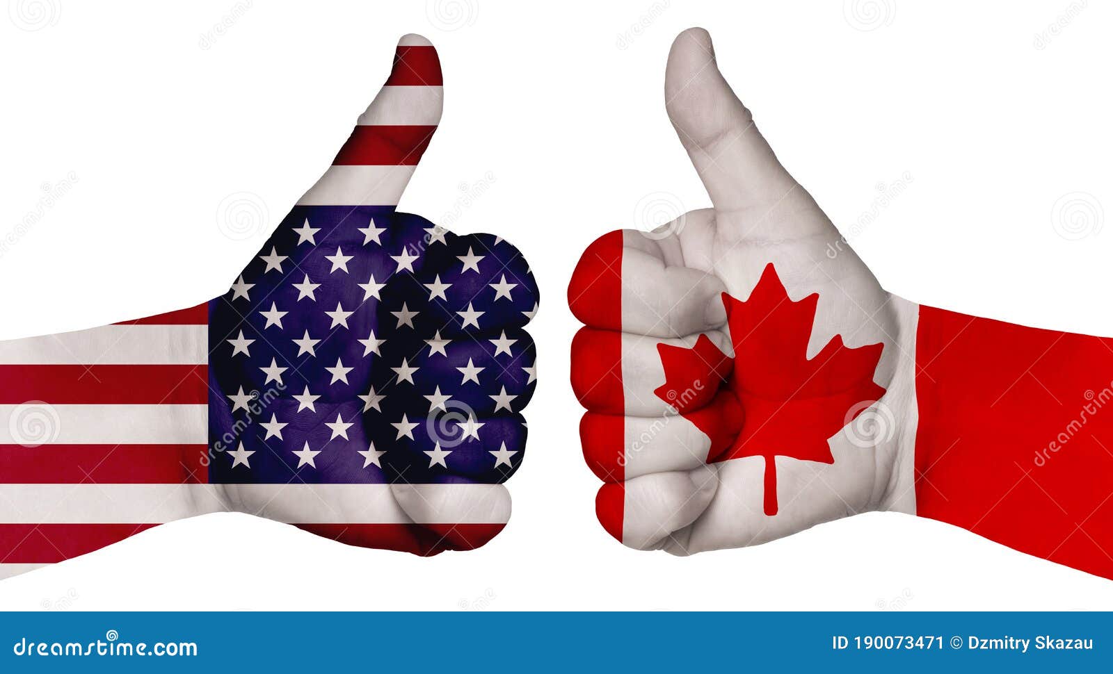 Two Hands are Painted with Flags of Different Countries, with a Thumb ...