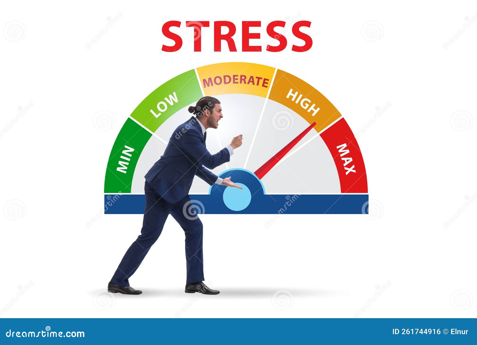 Concept of Stress Meter with Businessman Stock Photo - Image of ...