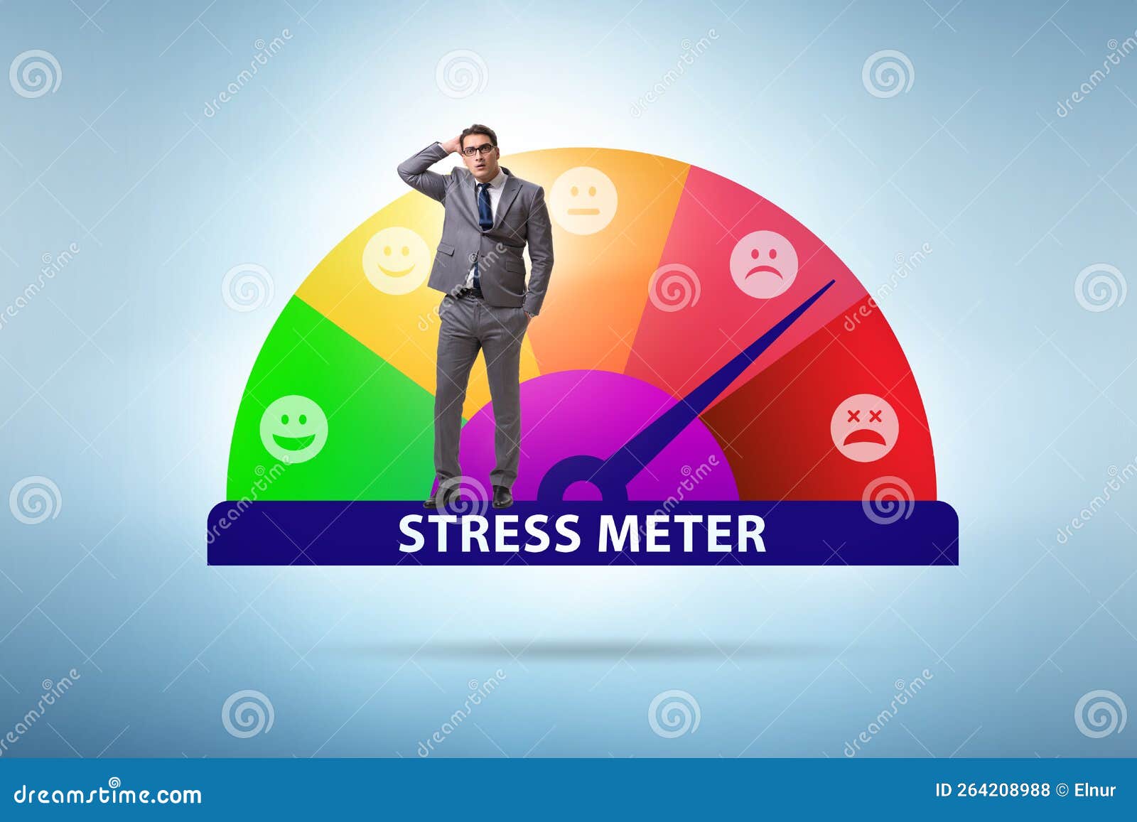 Concept of Stress Meter with Businessman Stock Photo - Image of ...
