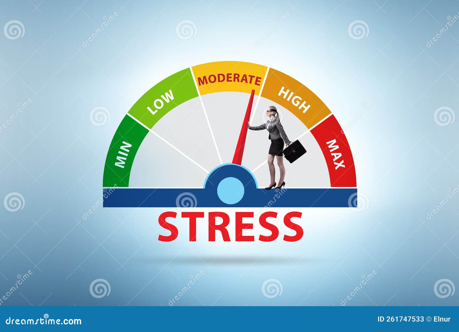 Concept of Stress Meter with Businesswoman Stock Image - Image of ...