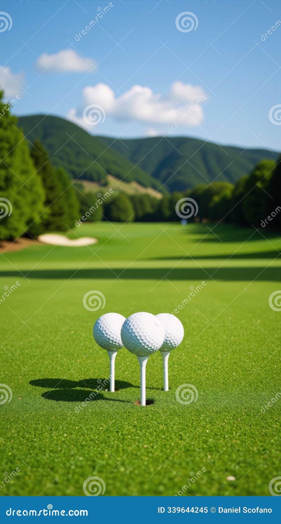 Stylized Image Featuring Peaceful Golf Course Landscape with Undulating ...