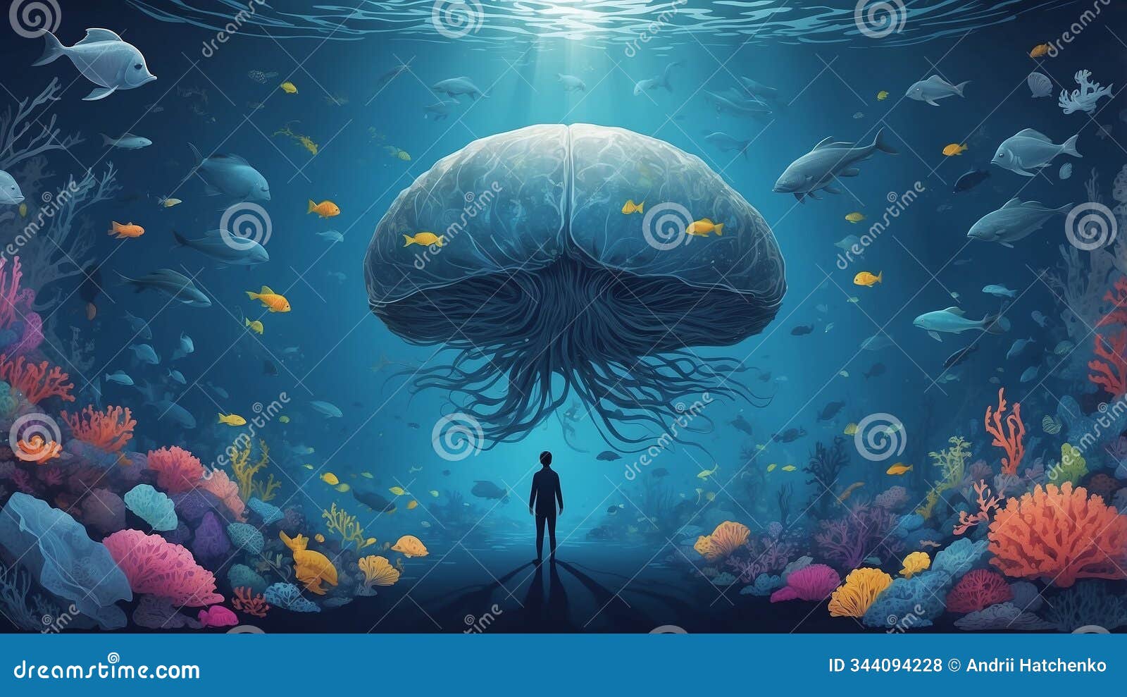Concept of the Subconscious Mind Represented As a Deep Ocean with ...
