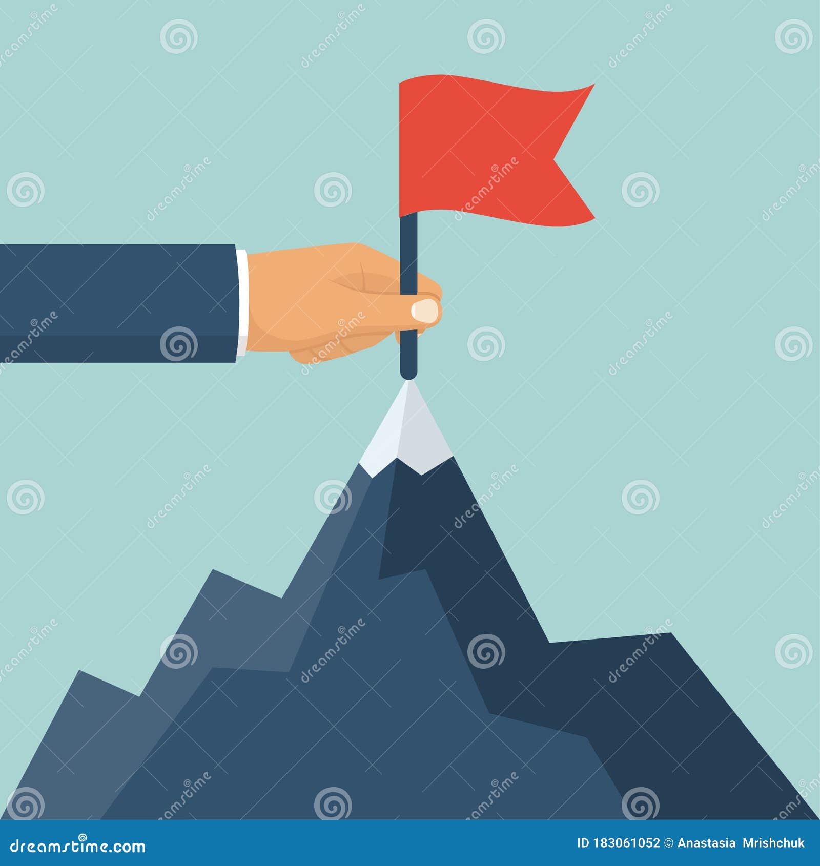 The Concept of a Successful Mission. Mountain with a Label. Vector ...