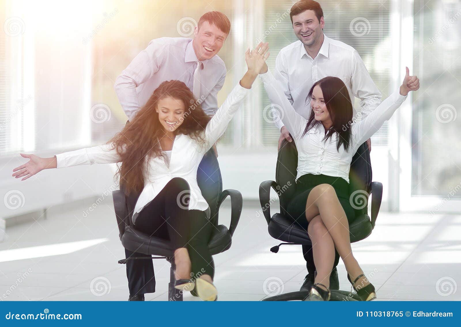 Enthusiastic Business Team in Office Stock Image - Image of confidence ...